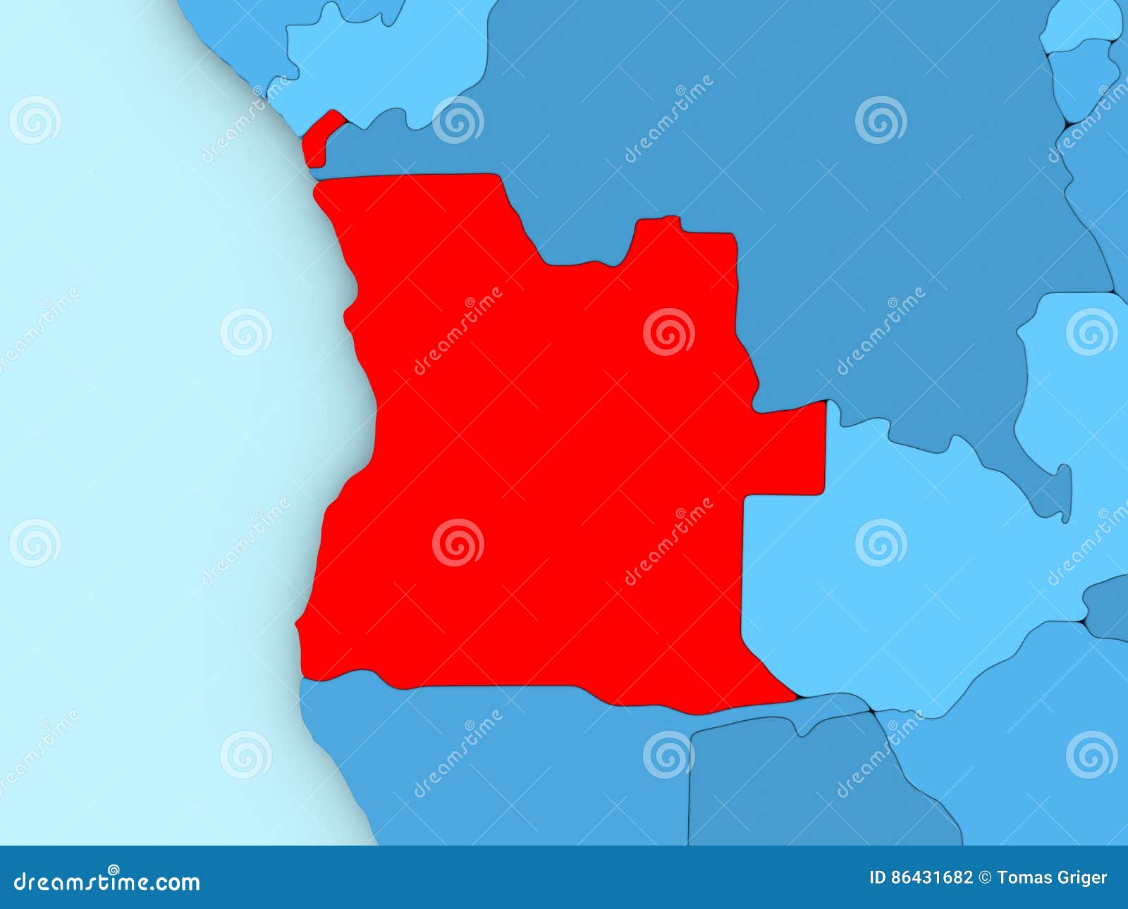 Angola on 3D map stock illustration. Illustration of angolan - 86431682