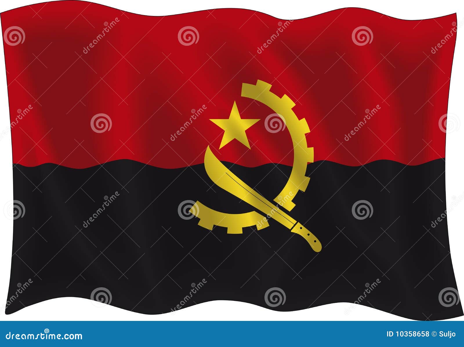 Angola flag stock vector. Illustration of africa, waving - 10358658