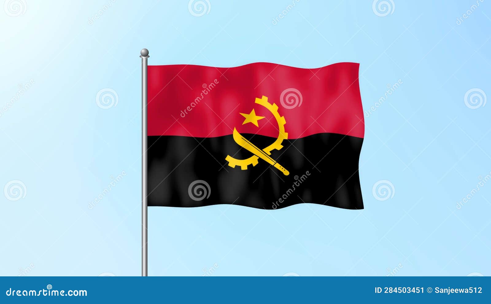 Angola Flag on Clean Blue Sky Footage Background. 4k Stock Video ...