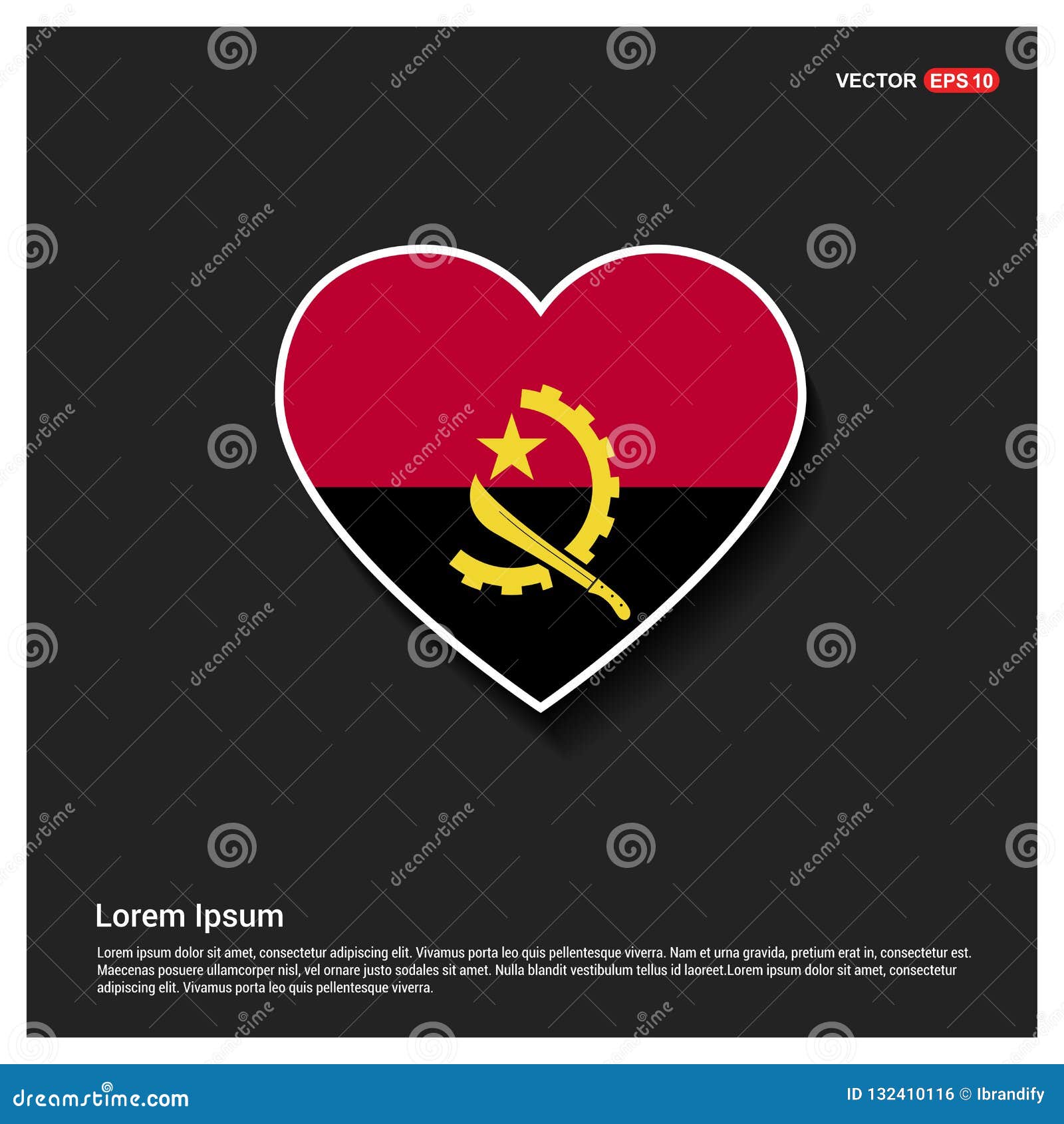 Angola flag design vector stock vector. Illustration of color - 132410116