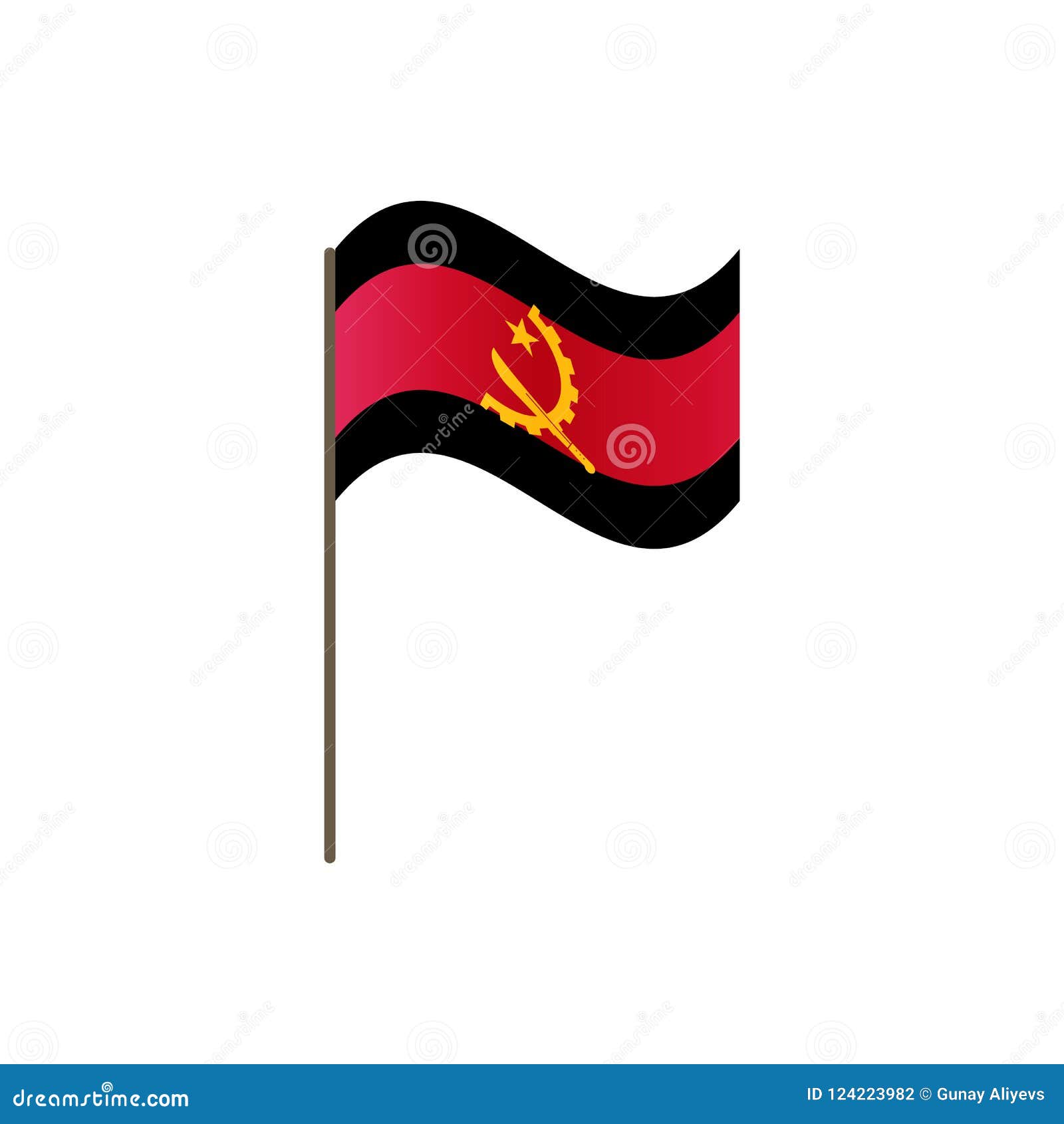 Angola Flag on the Flagpole. Official Colors and Proportion Correctly ...