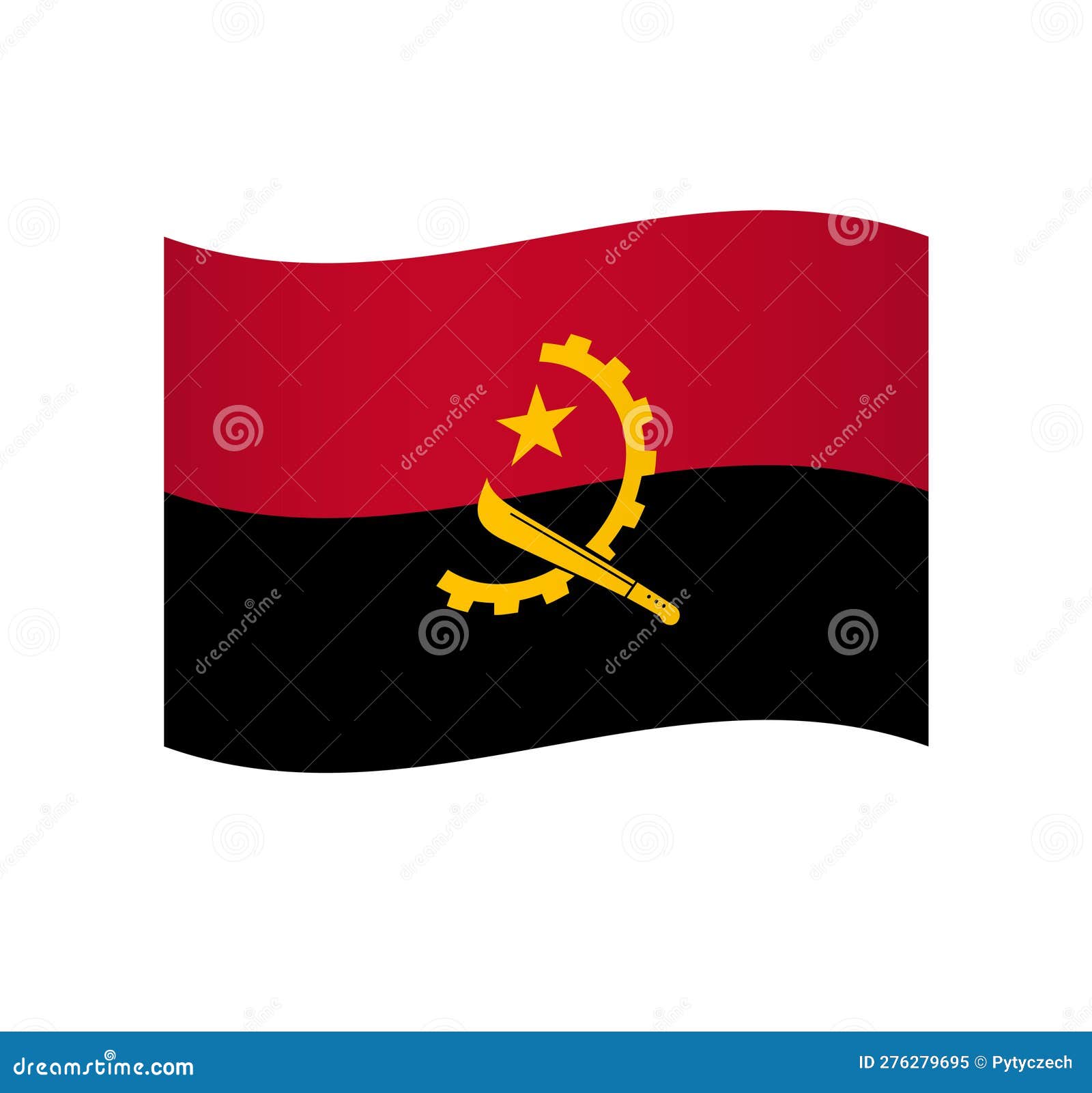 Wavy vector flag of Angola stock vector. Illustration of design - 276279695