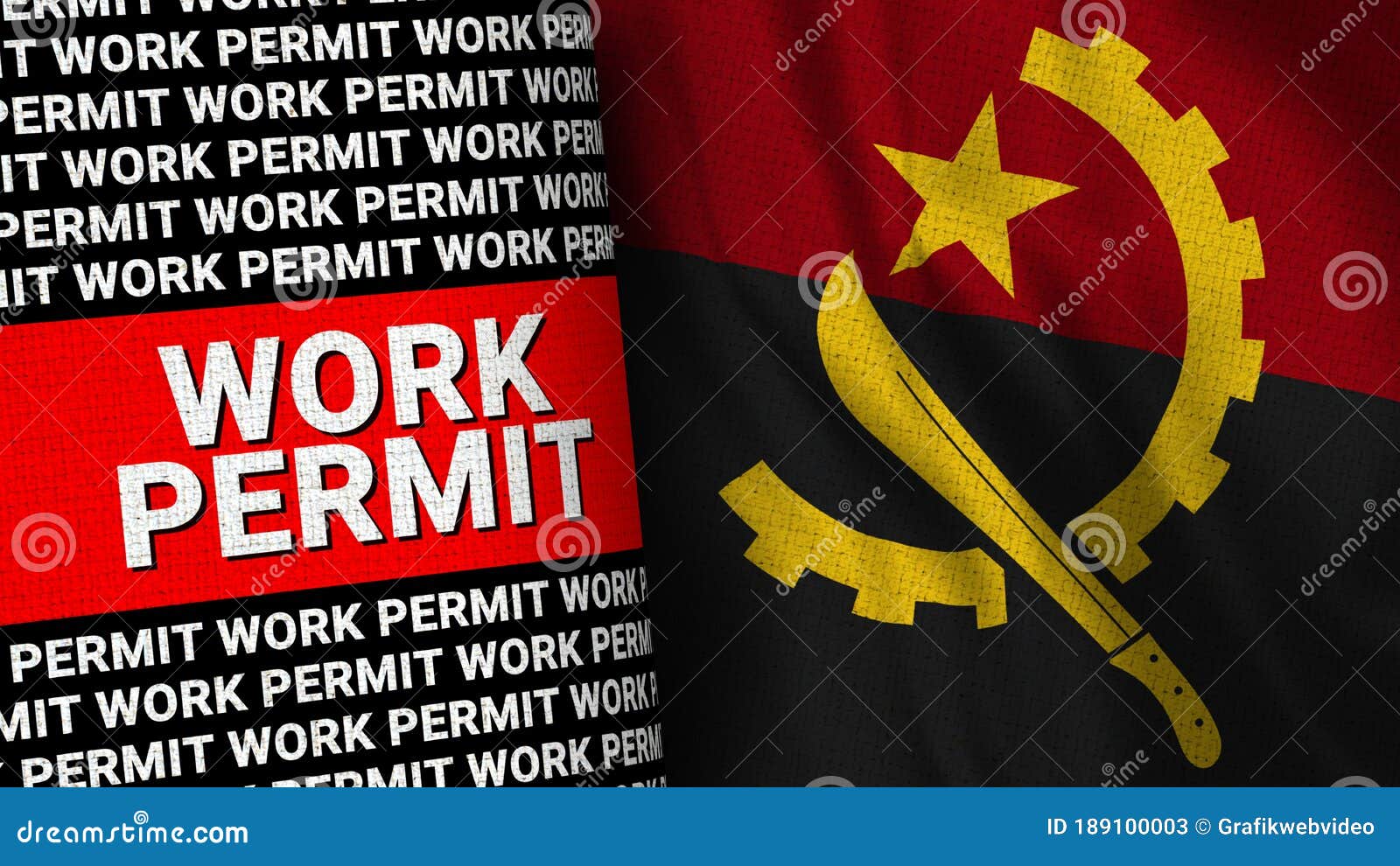 Angola Flag with Work Permit Title Stock Illustration - Illustration of ...
