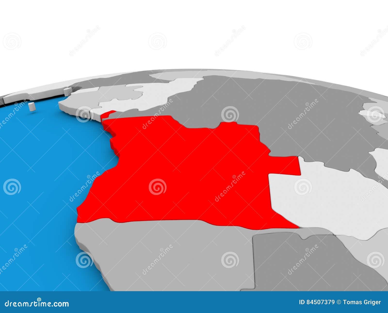 Angola on globe in red stock illustration. Illustration of national - 84507379