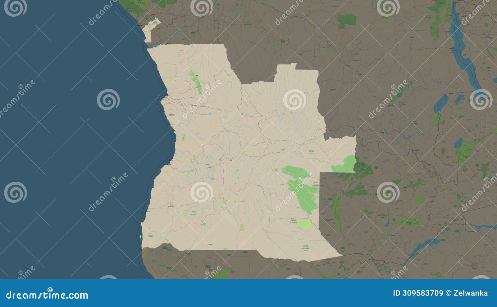 Angola Highlighted. Topo Standard Stock Illustration - Illustration of ...
