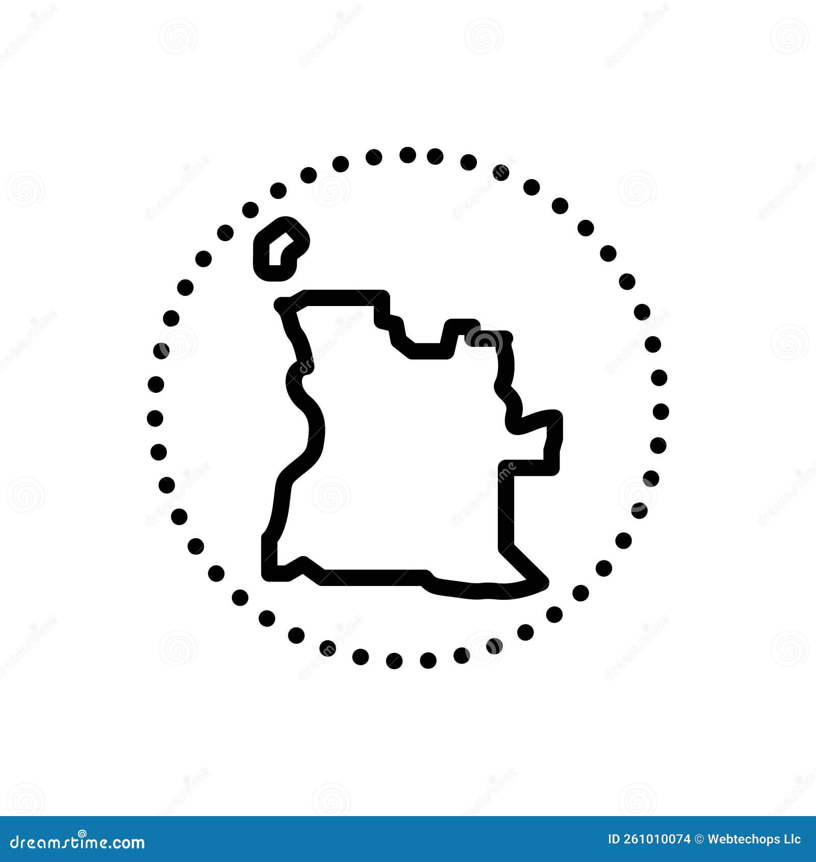 Map Icon Of Angola. Blue Map Of Africa With Highlighted Angola In Red ...