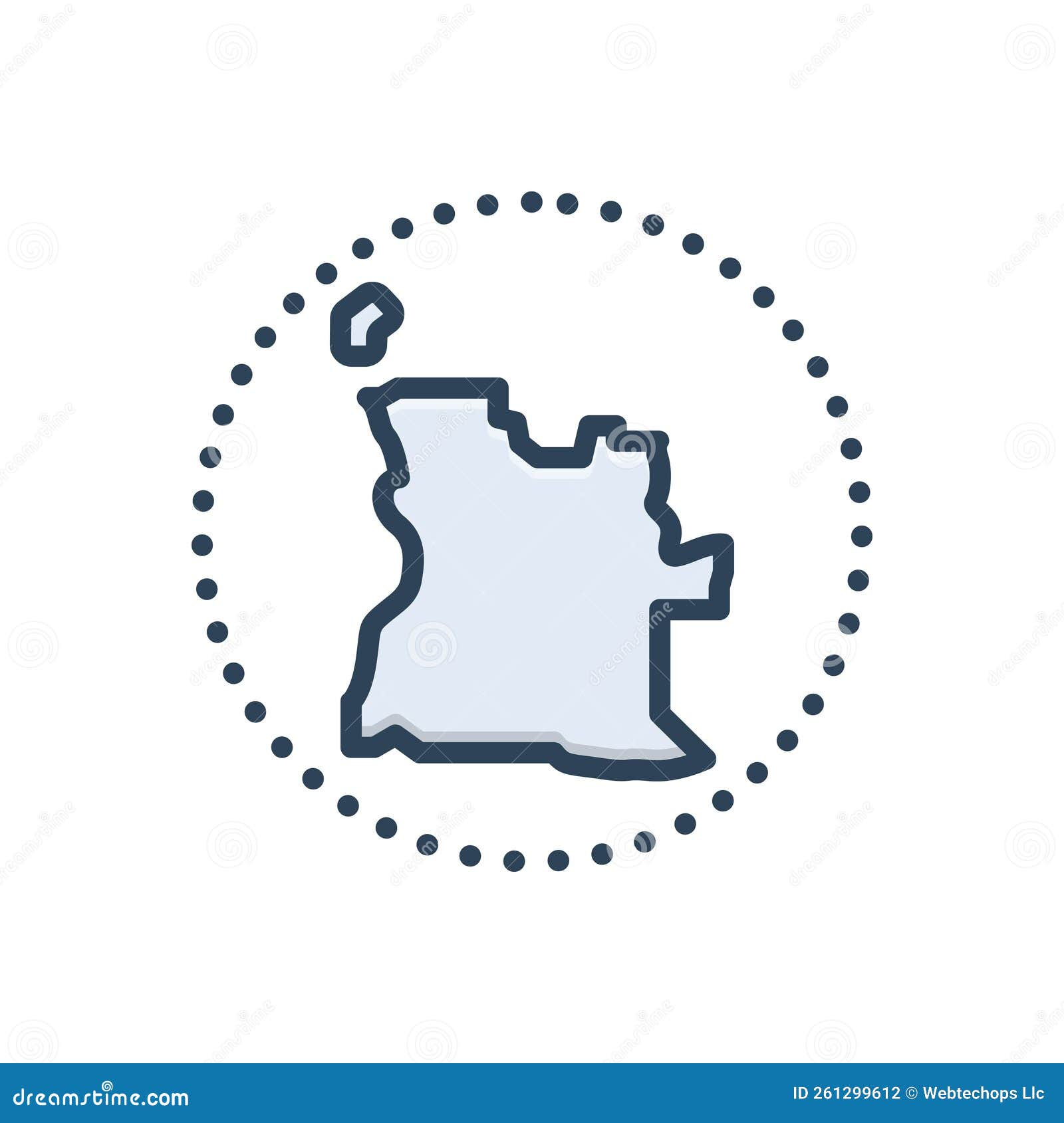Map Icon Of Angola. Blue Map Of Africa With Highlighted Angola In Red ...