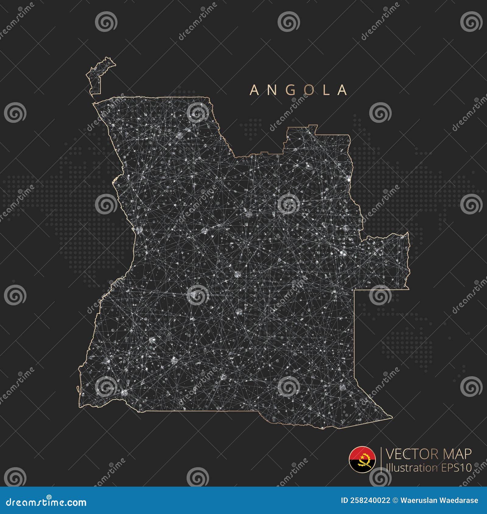 Angola Map Abstract Geometric Mesh Polygonal Light Concept Stock Vector ...