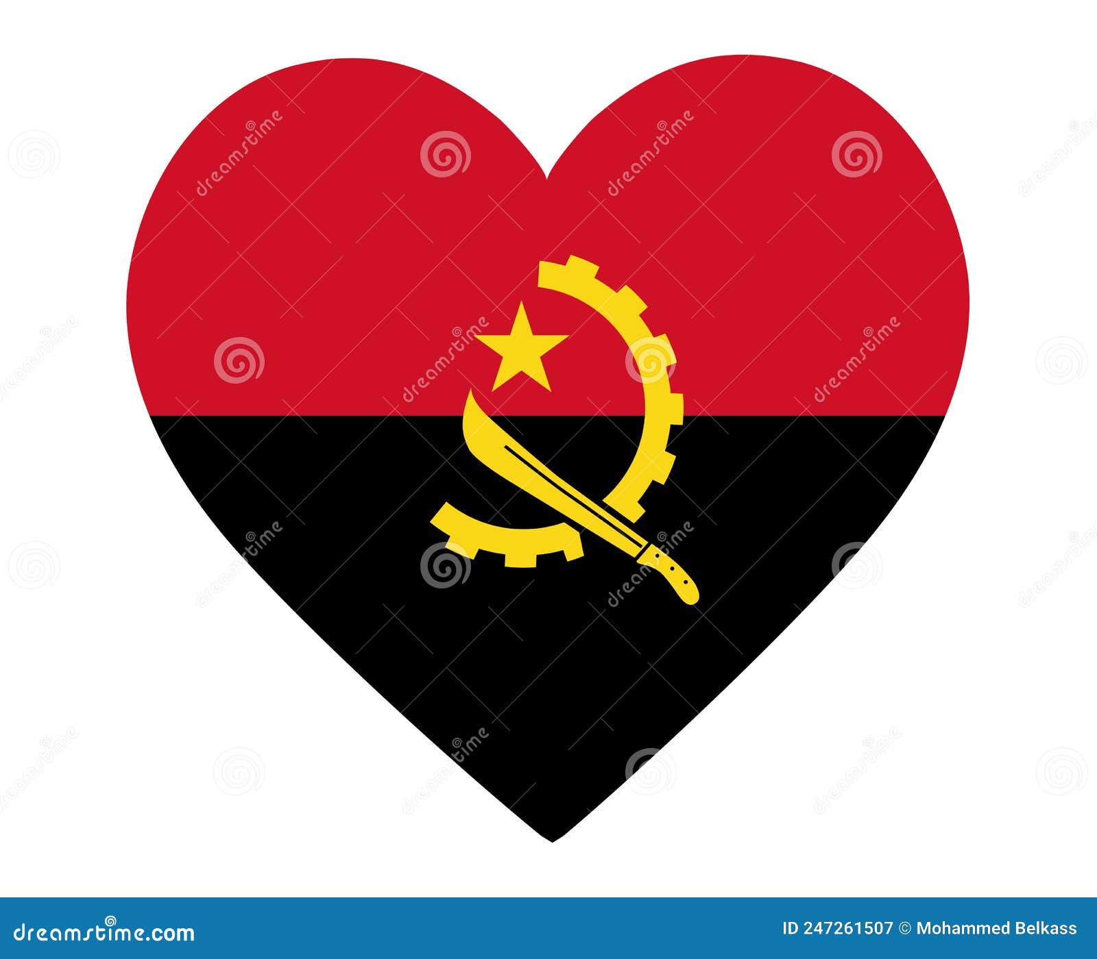 Angola Flag National Africa Emblem Heart Icon Vector Stock Illustration ...