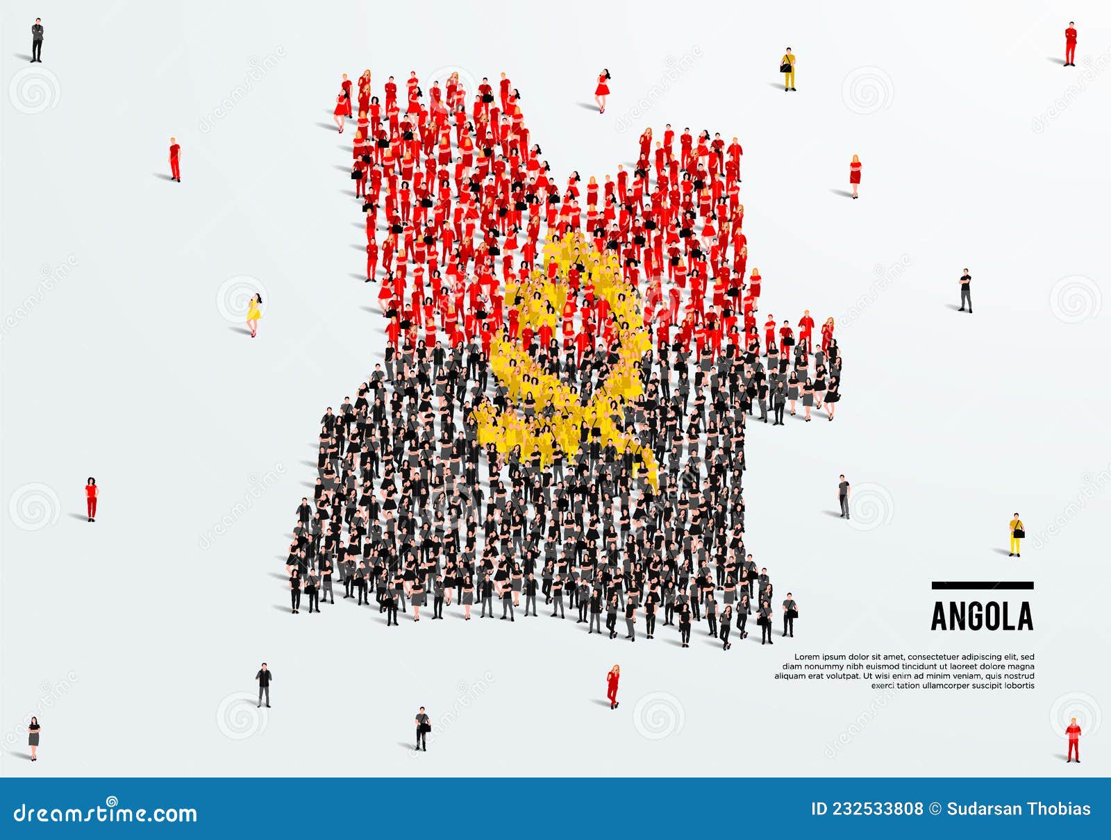 Angola People Icon Map. Stylized Vector Silhouette Of Angola ...