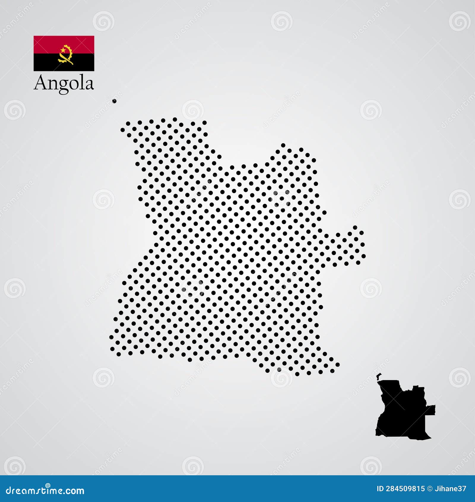 Angola Map Silhouette Isolated On Africa Map. Editable Map Of Africa ...