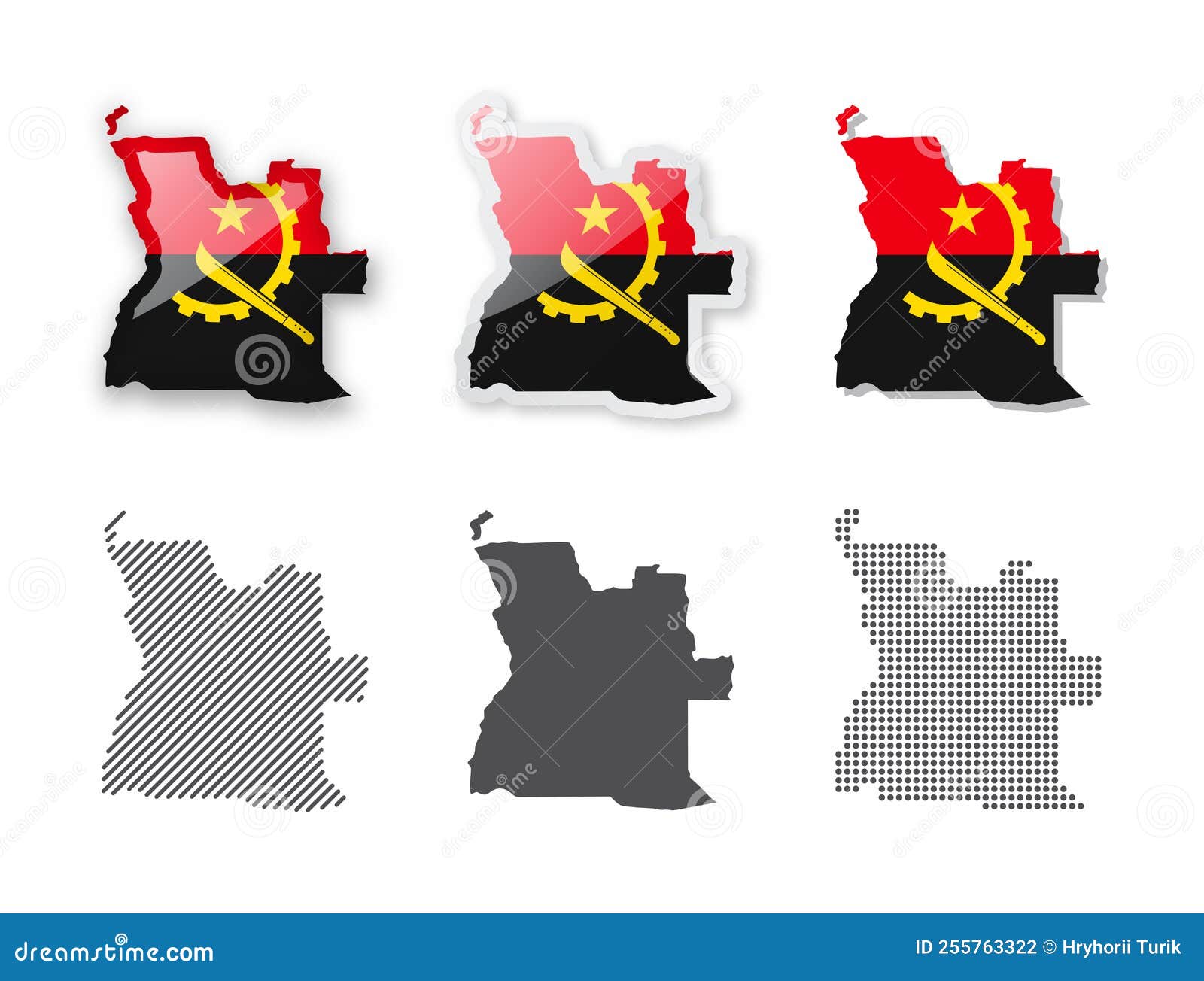 Angola - Maps Collection. Six Maps of Different Designs Stock ...