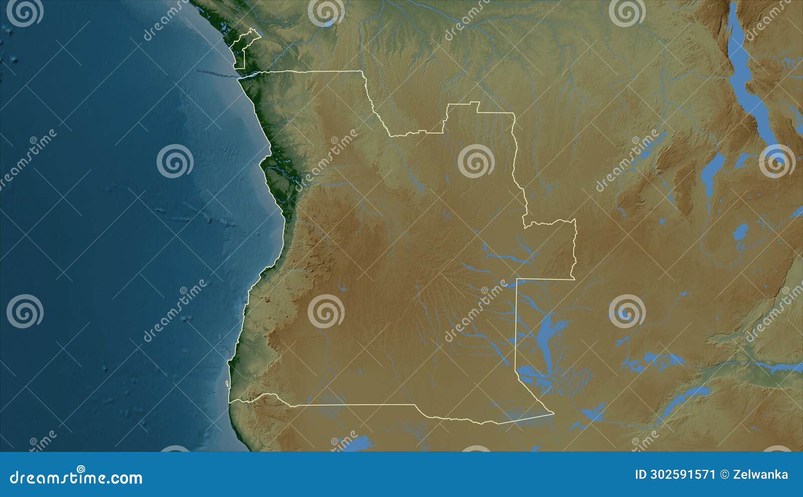 Angola outlined. Physical stock illustration. Illustration of luanda ...