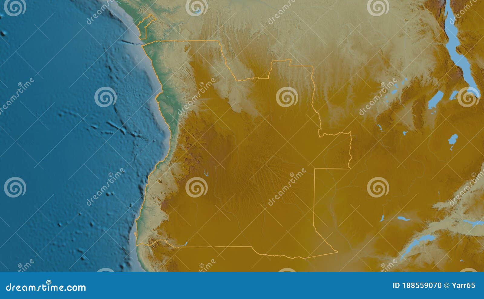 Angola - overview. Relief stock illustration. Illustration of profile ...