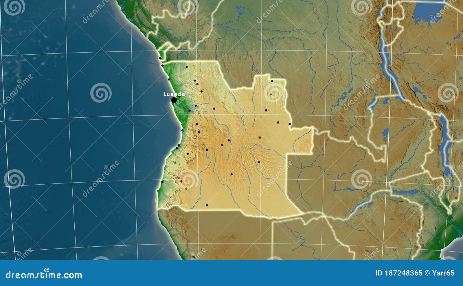 Angola - Physical. Composition, Borders Stock Illustration ...