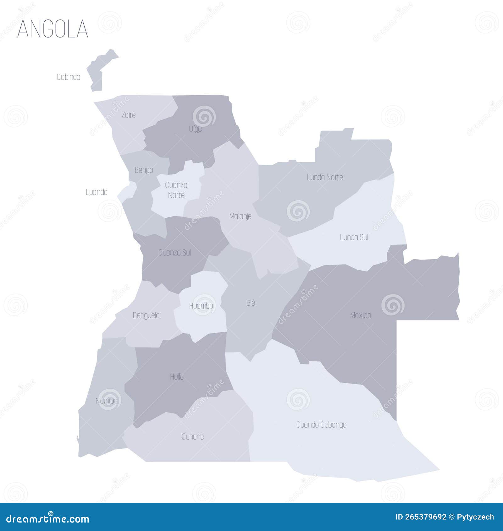 Angola Political Map of Administrative Divisions Stock Vector ...