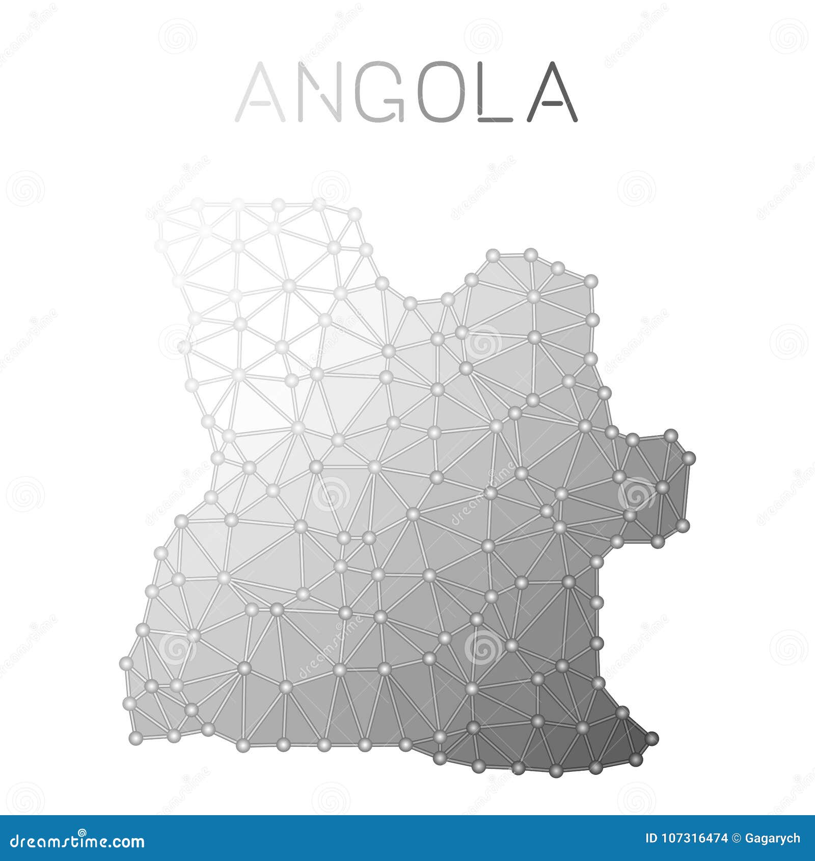 Angola Polygonal Vector Map. Stock Vector - Illustration of outline ...