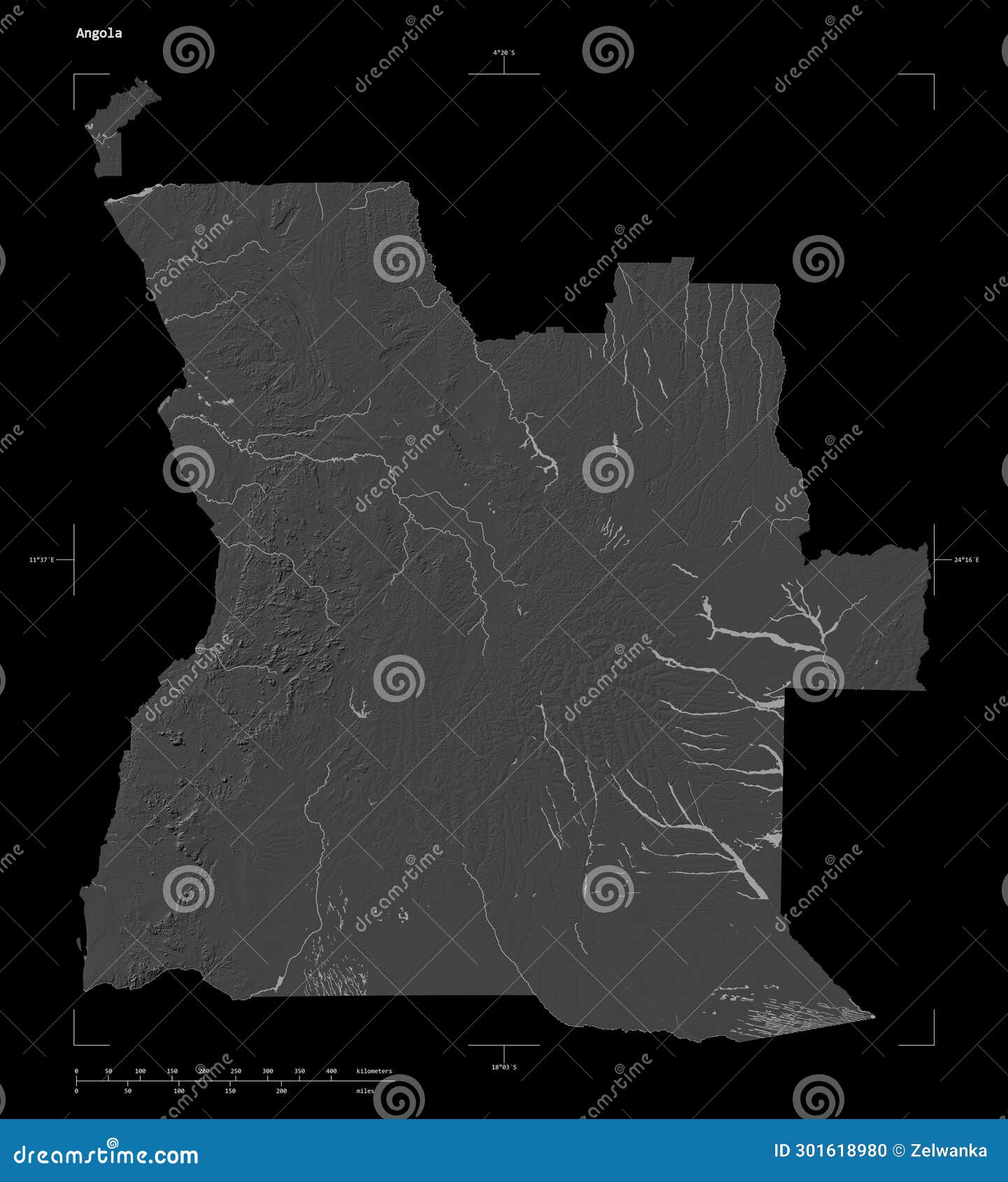 Angola Shape on Black. Bilevel Stock Illustration - Illustration of ...