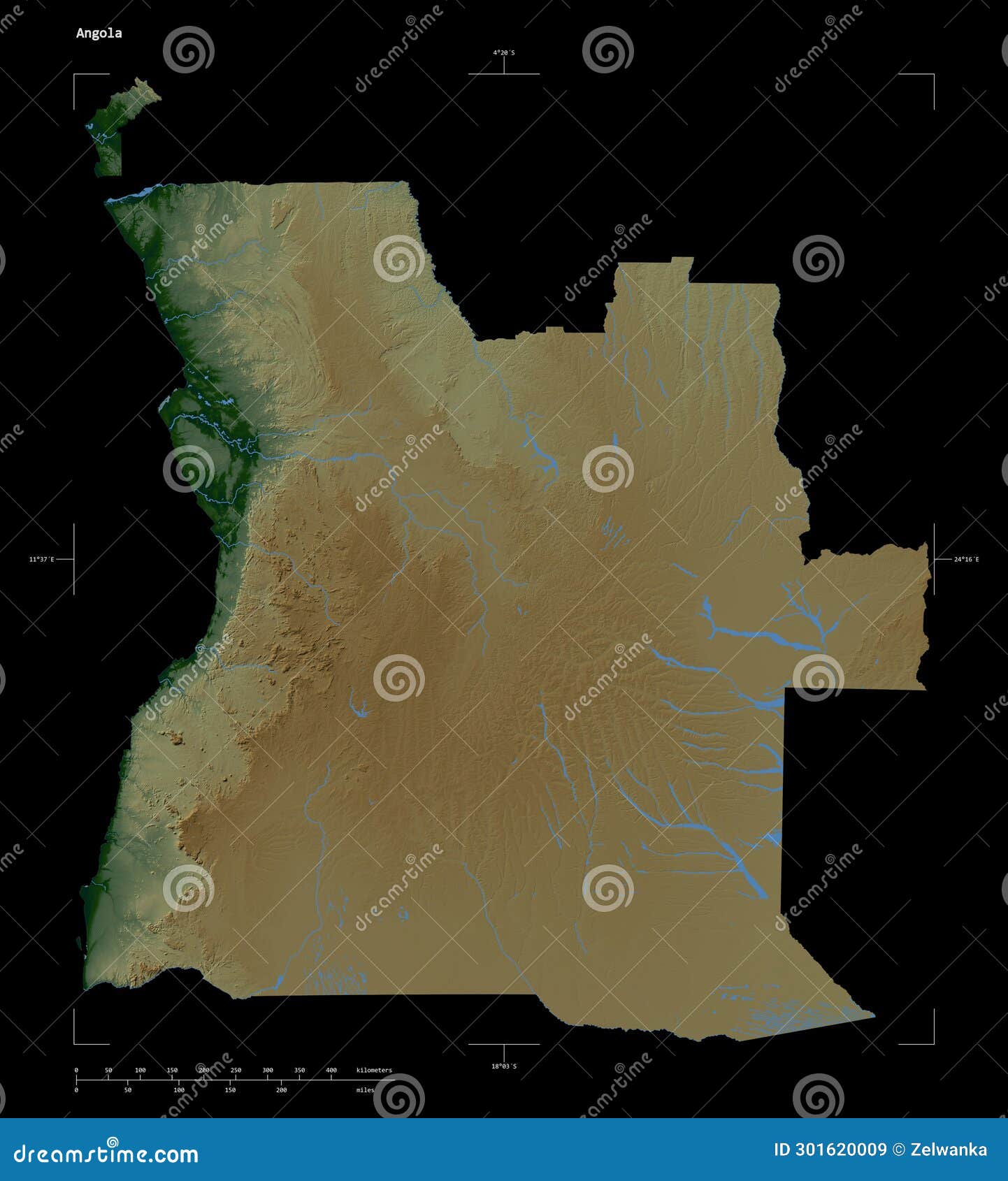 Angola Shape on Black. Physical Stock Illustration - Illustration of ...