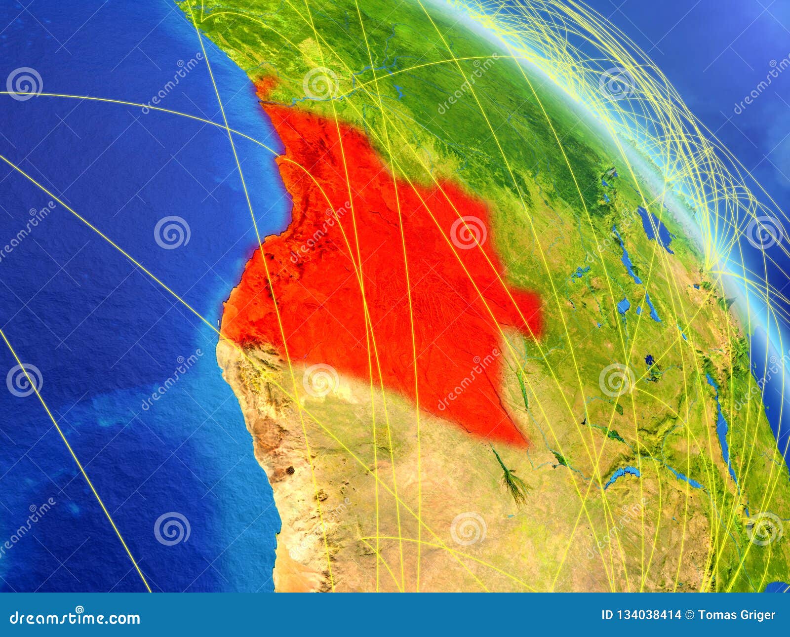 Angola from Space with Network Stock Illustration - Illustration of ...