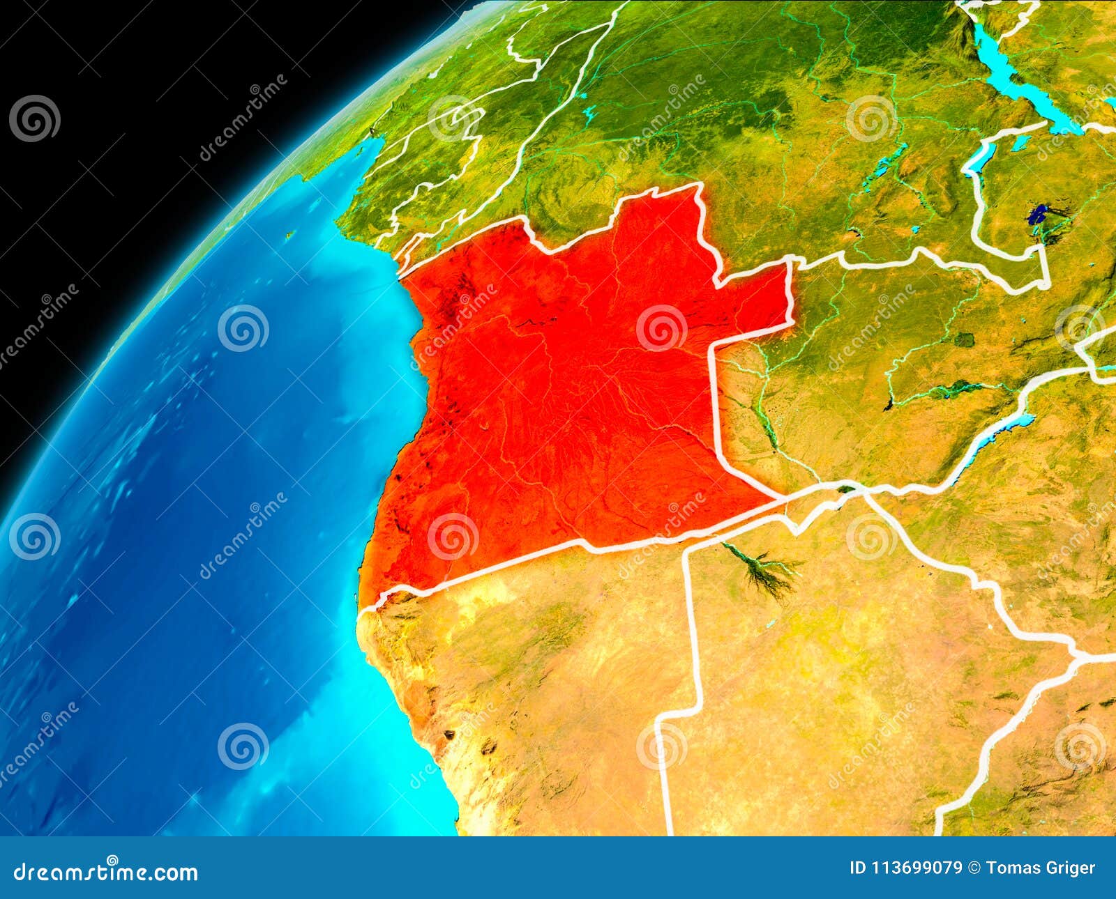 Angola from space stock illustration. Illustration of borderline ...