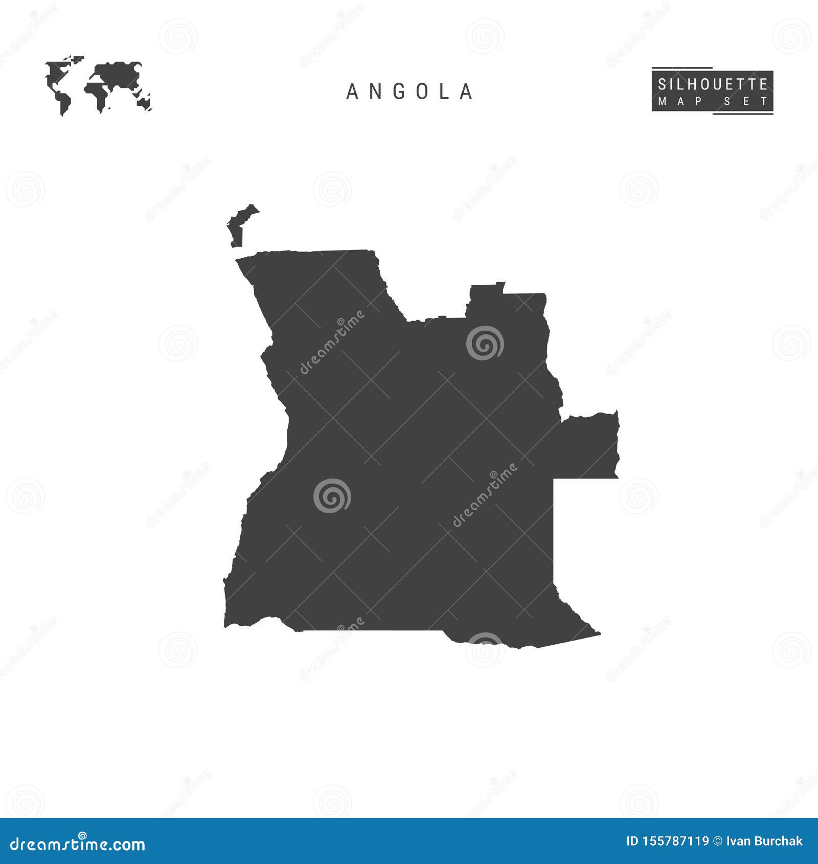 Angola Vector Map Isolated On White Background. High-Detailed Black ...