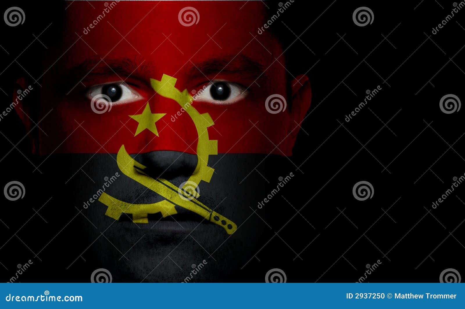 Angolan Flag - Male Face stock photo. Image of makeup - 2937250