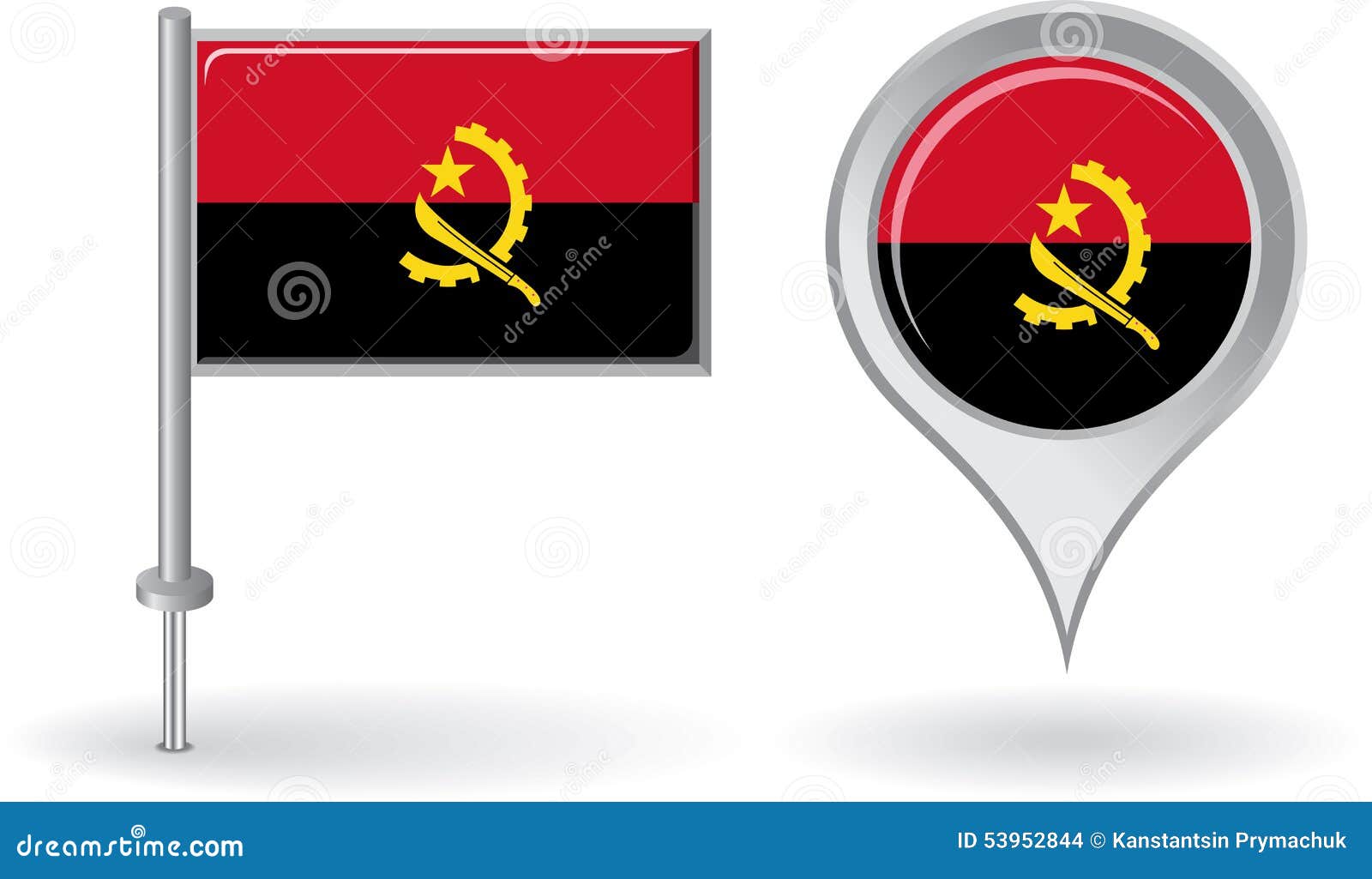 Angolan Pin Icon and Map Pointer Flag. Vector Stock Vector ...