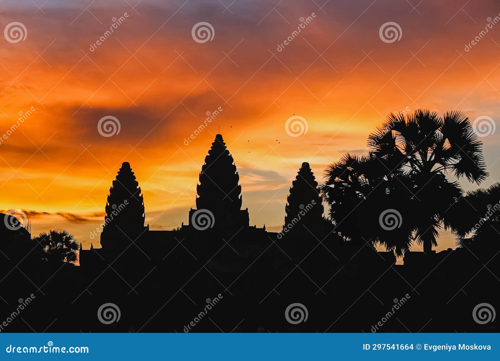 Angor Wat at Dawn, Temple Silhouette, Buddhist Temple Complex in ...
