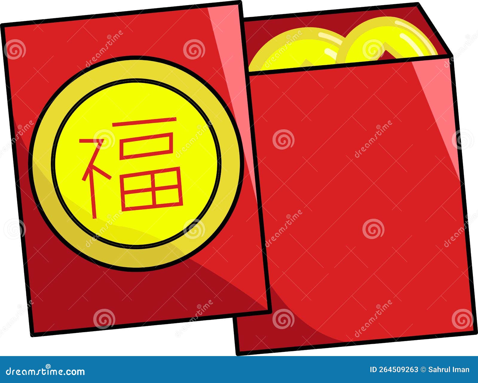 Angpao is Red and Yellow with Yellow Coins in it Stock Illustration ...
