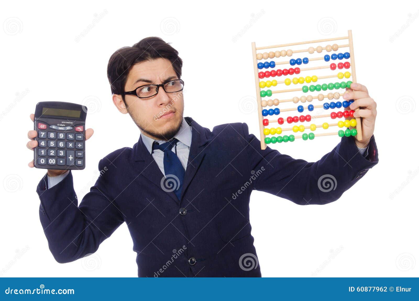 The Angry Accountant with Abacus Isolated on White Stock Photo - Image ...