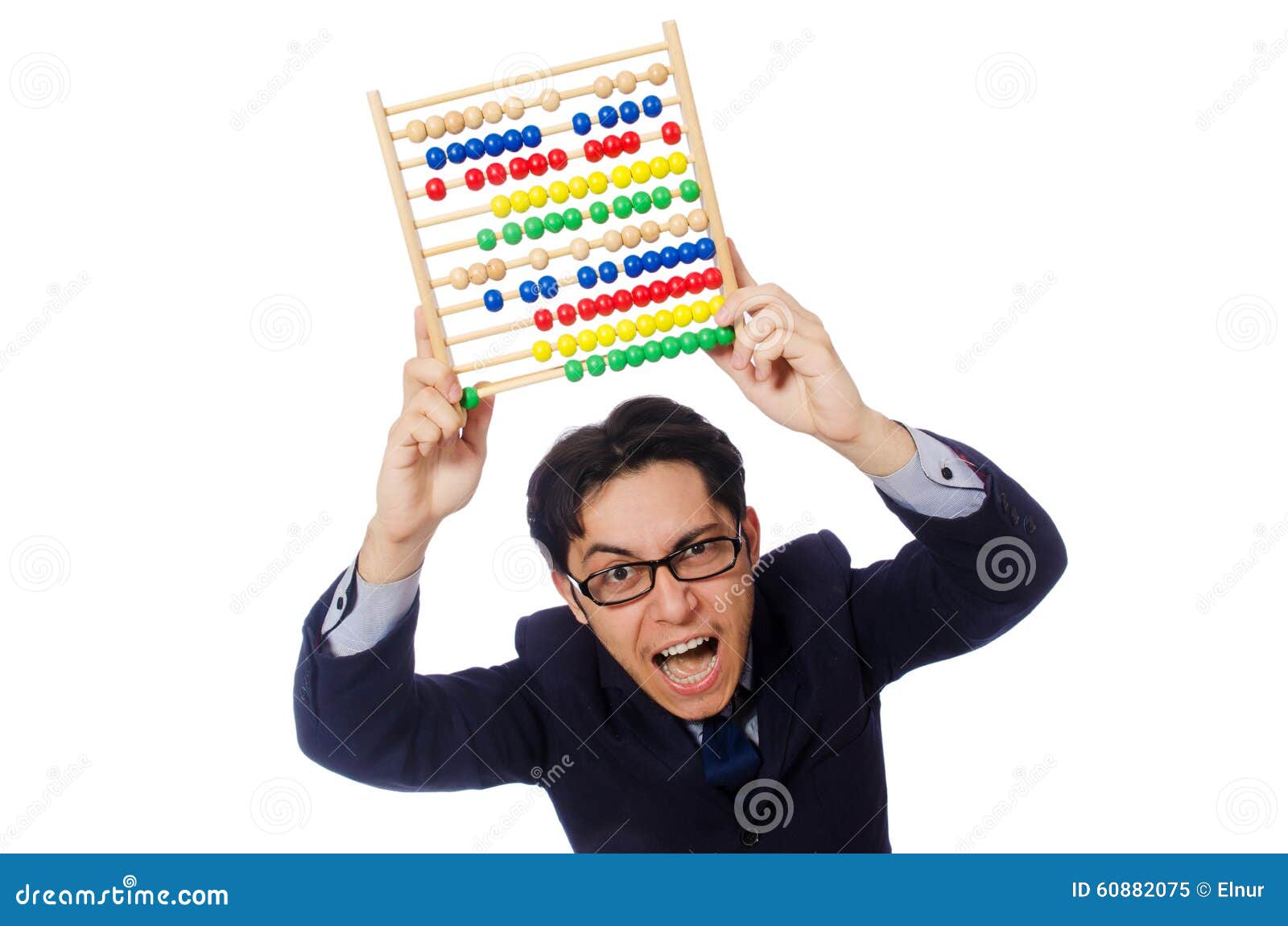 The Angry Accountant with Abacus Isolated on White Stock Image - Image ...
