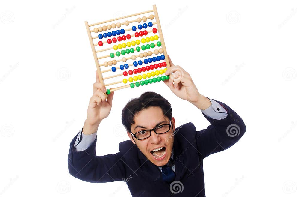 The Angry Accountant with Abacus Isolated on White Stock Image - Image ...