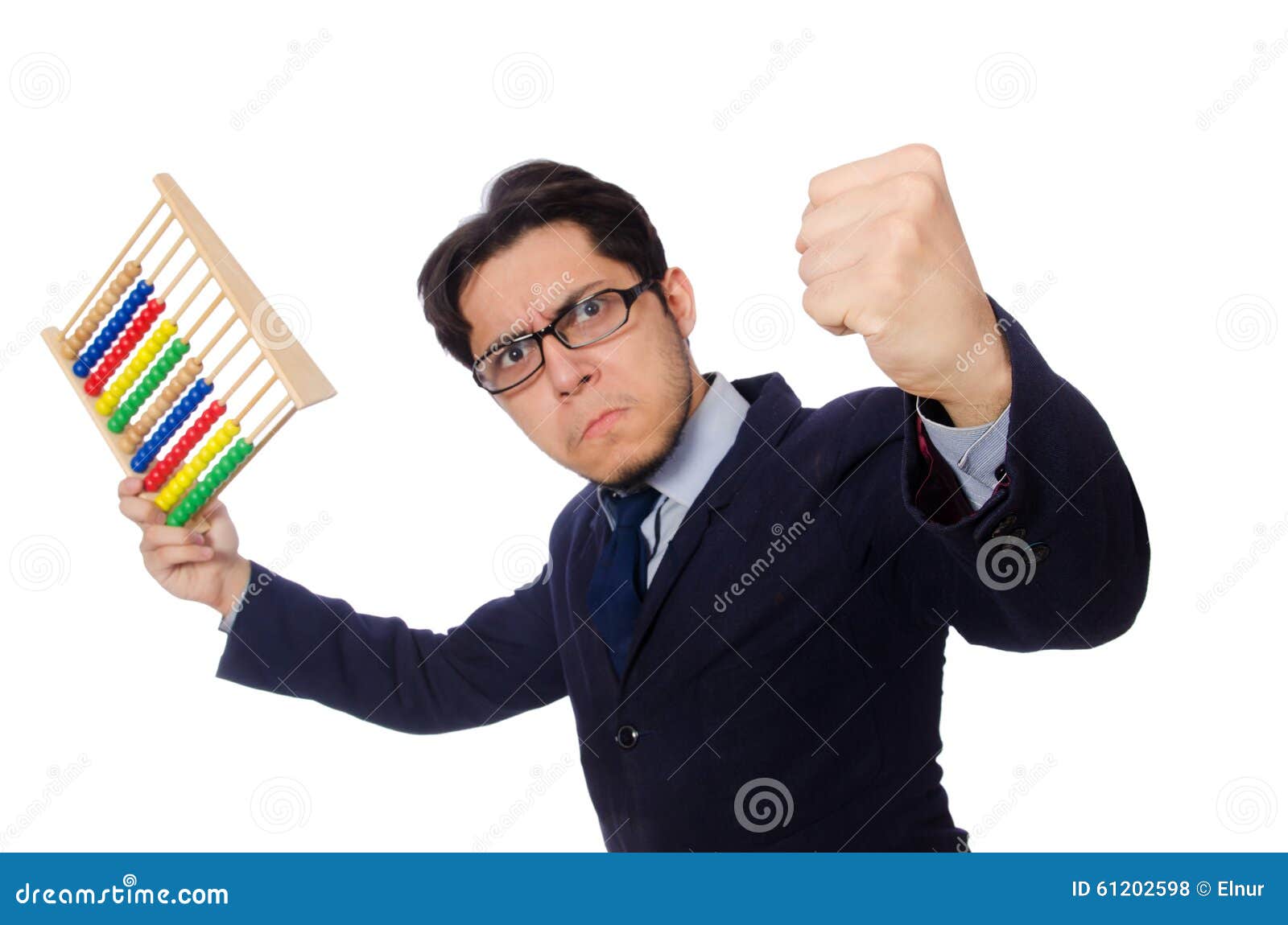 The Angry Accountant with Abacus Isolated on White Stock Photo - Image ...