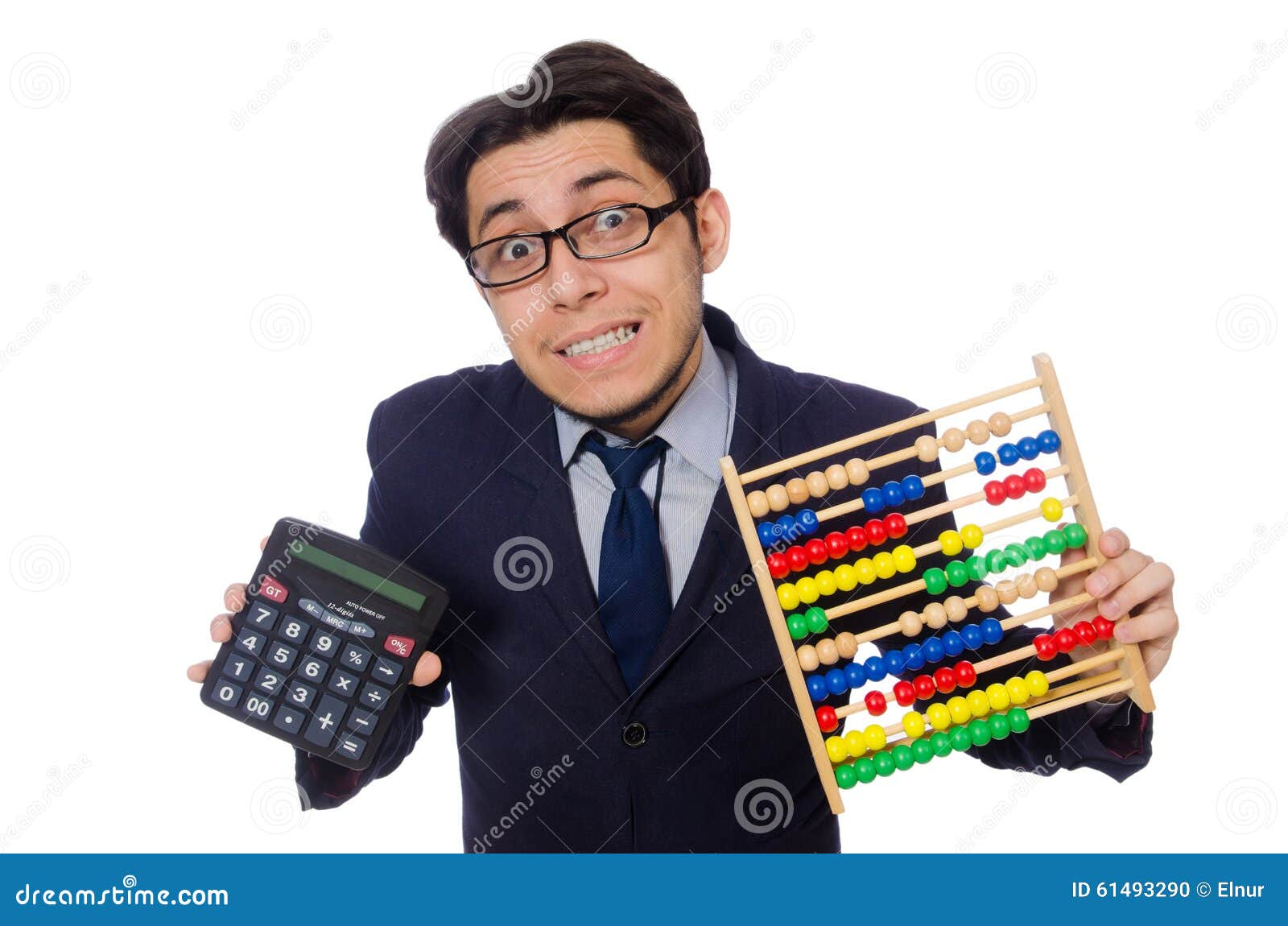 The Angry Accountant with Abacus Isolated on White Stock Photo - Image ...