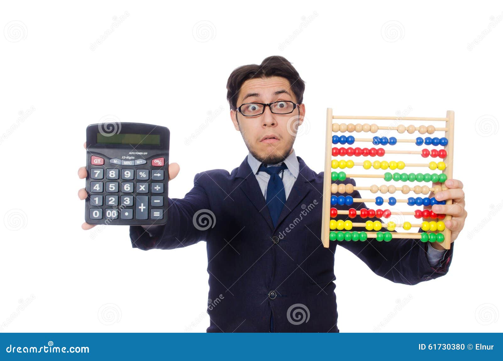 The Angry Accountant with Abacus Isolated on White Stock Photo - Image ...