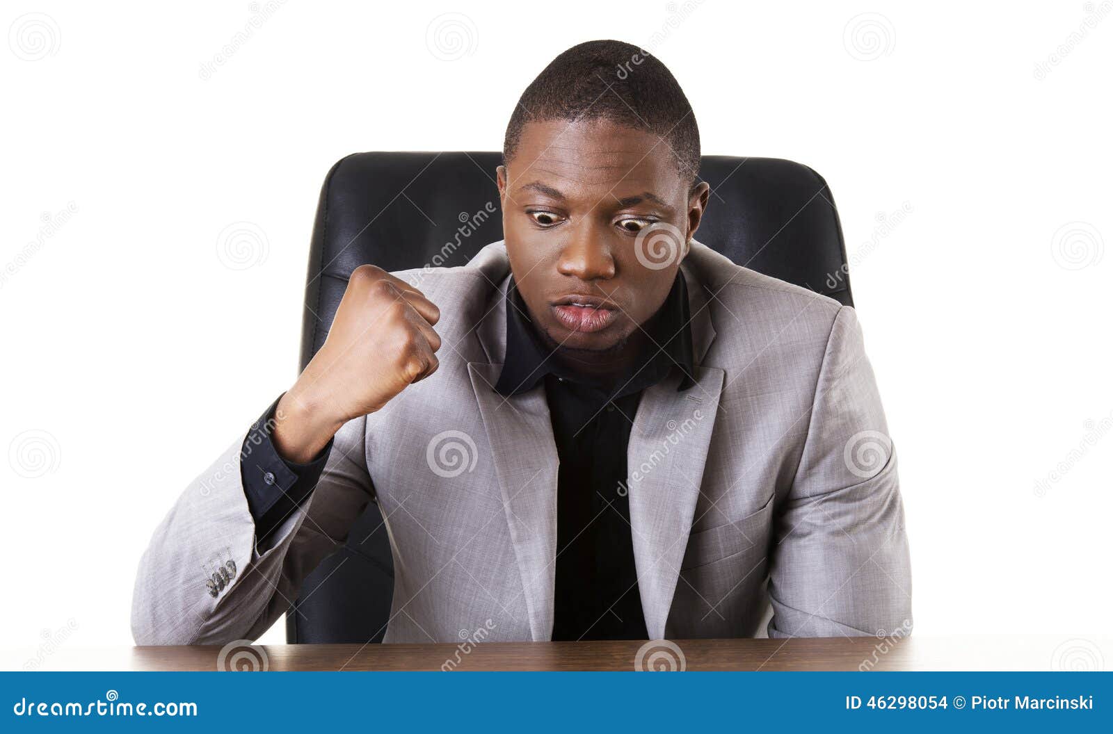 Angry african businessman stock photo. Image of expression - 46298054