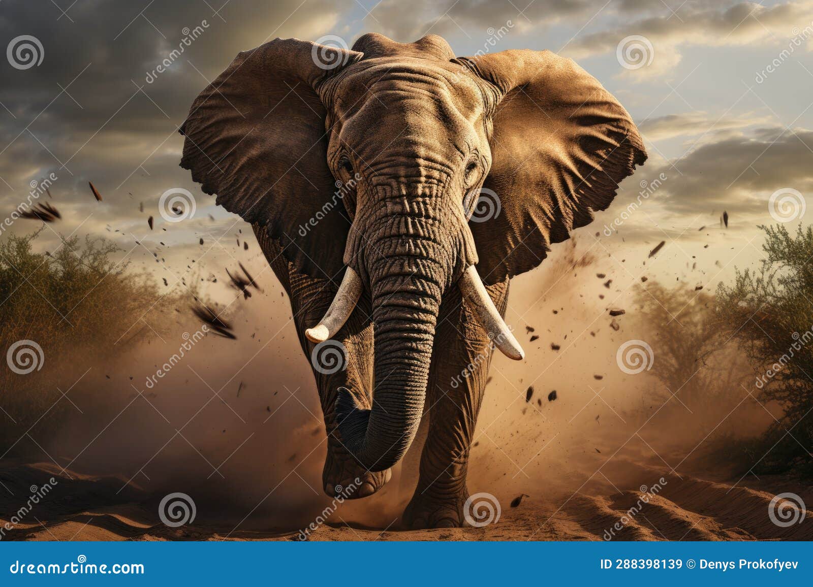 Angry African Elephant stock image. Image of tusk, powerful - 288398139