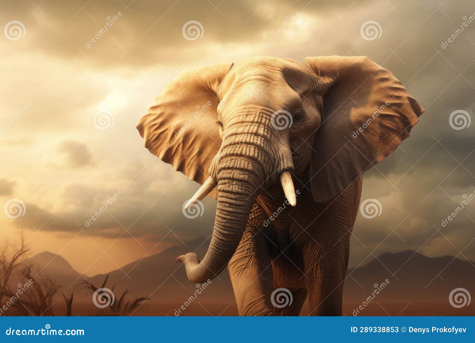 Angry African Elephant stock image. Image of savannah - 289338853