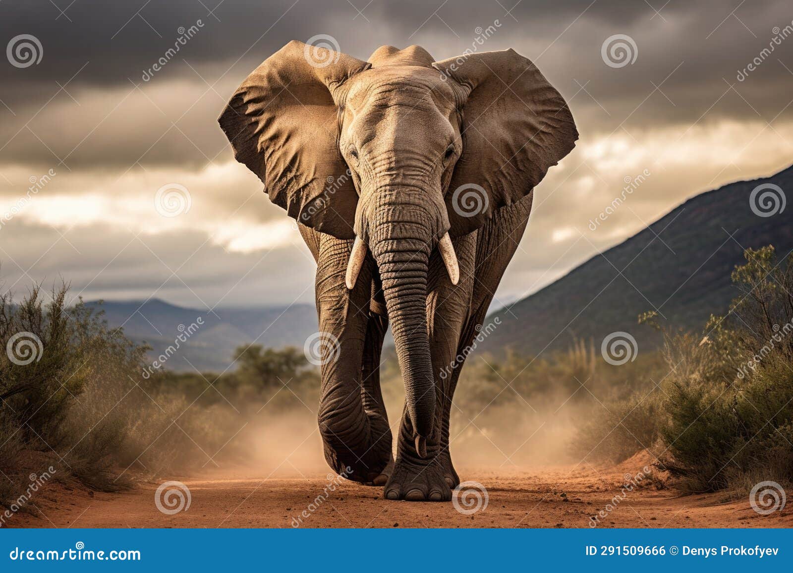 Angry African Elephant stock photo. Image of savannah - 291509666