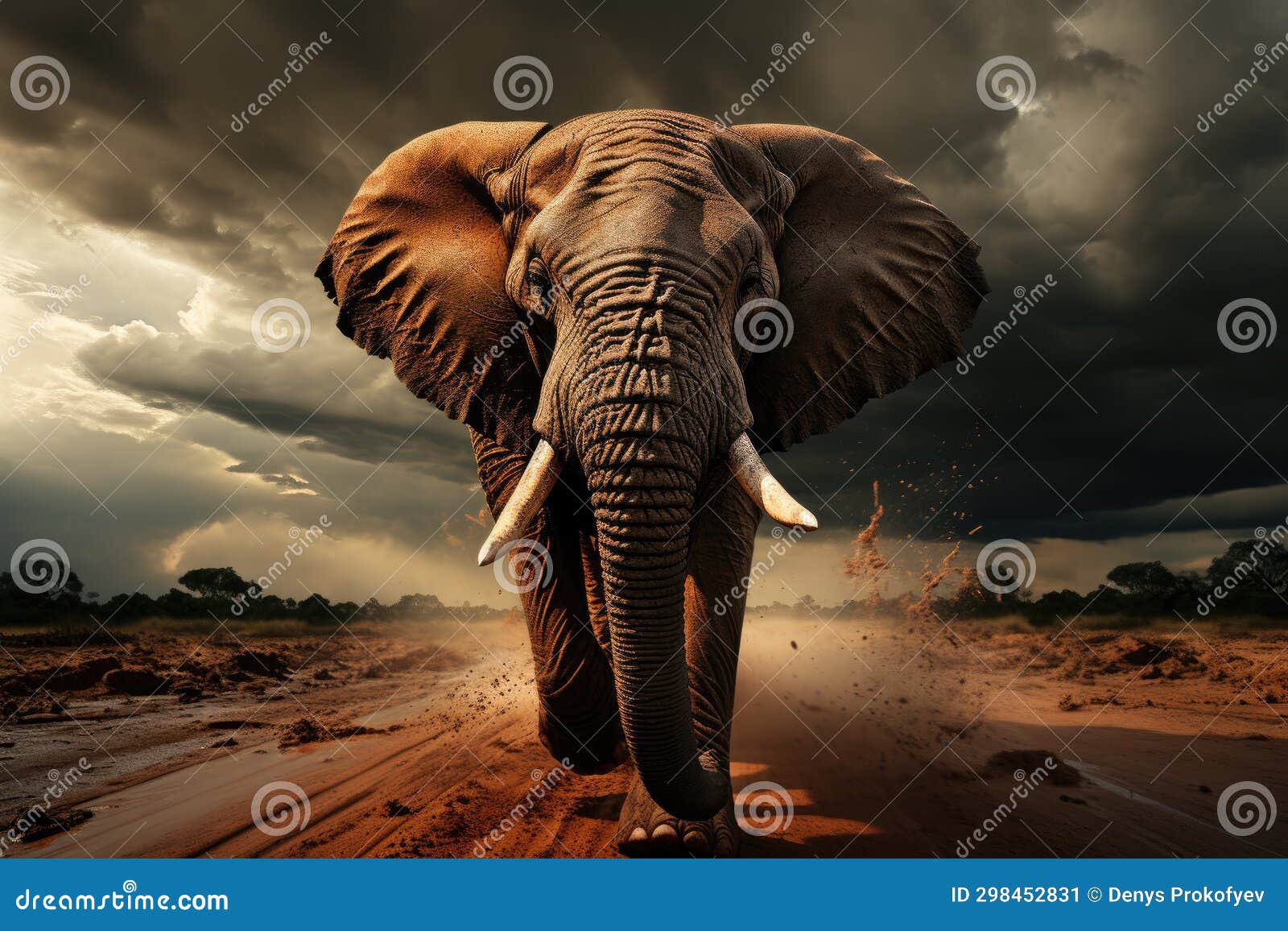 Angry African Elephant stock image. Image of herbivore - 298452831