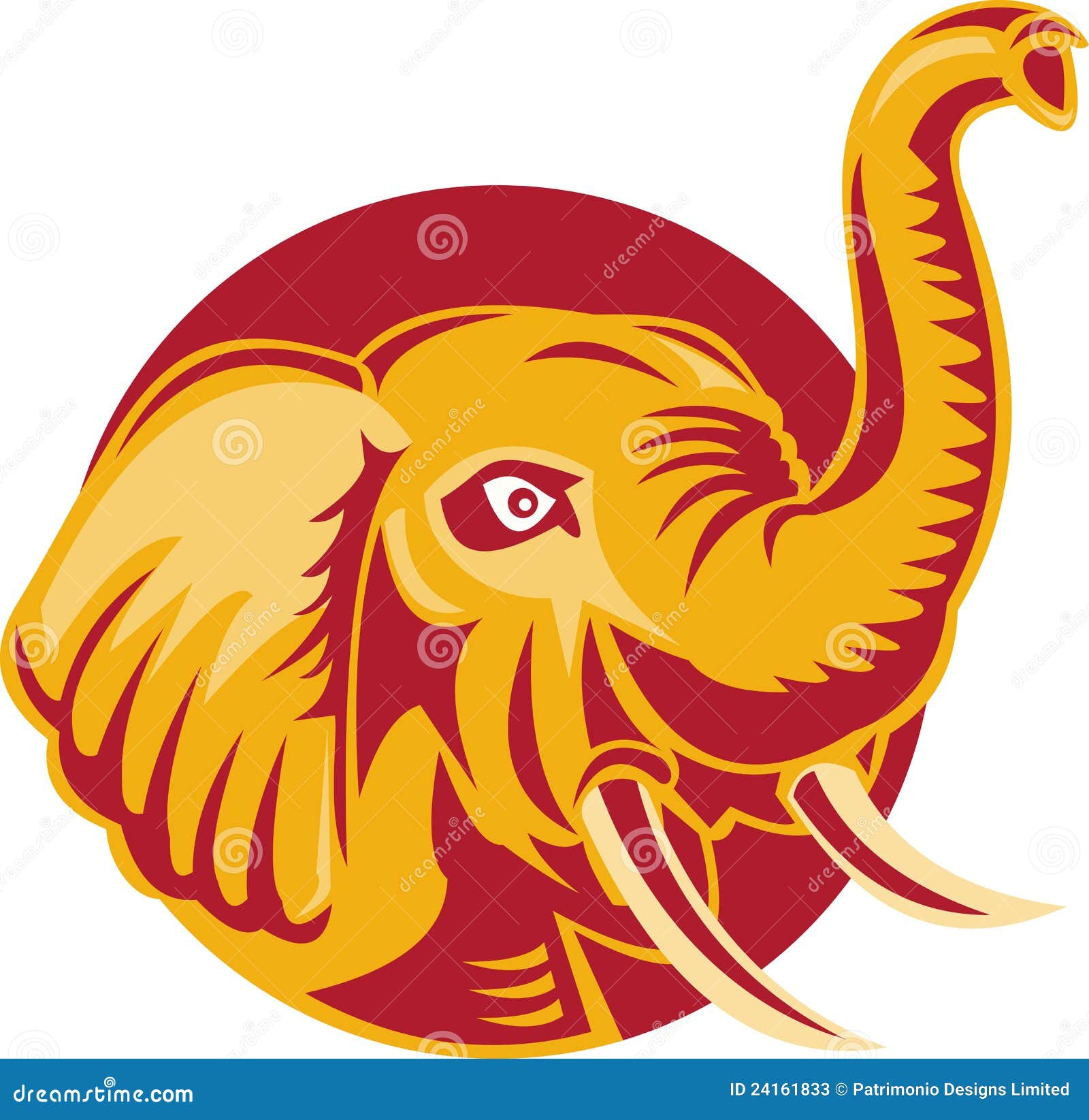 Angry African Elephant Head Retro Stock Vector - Illustration of ...