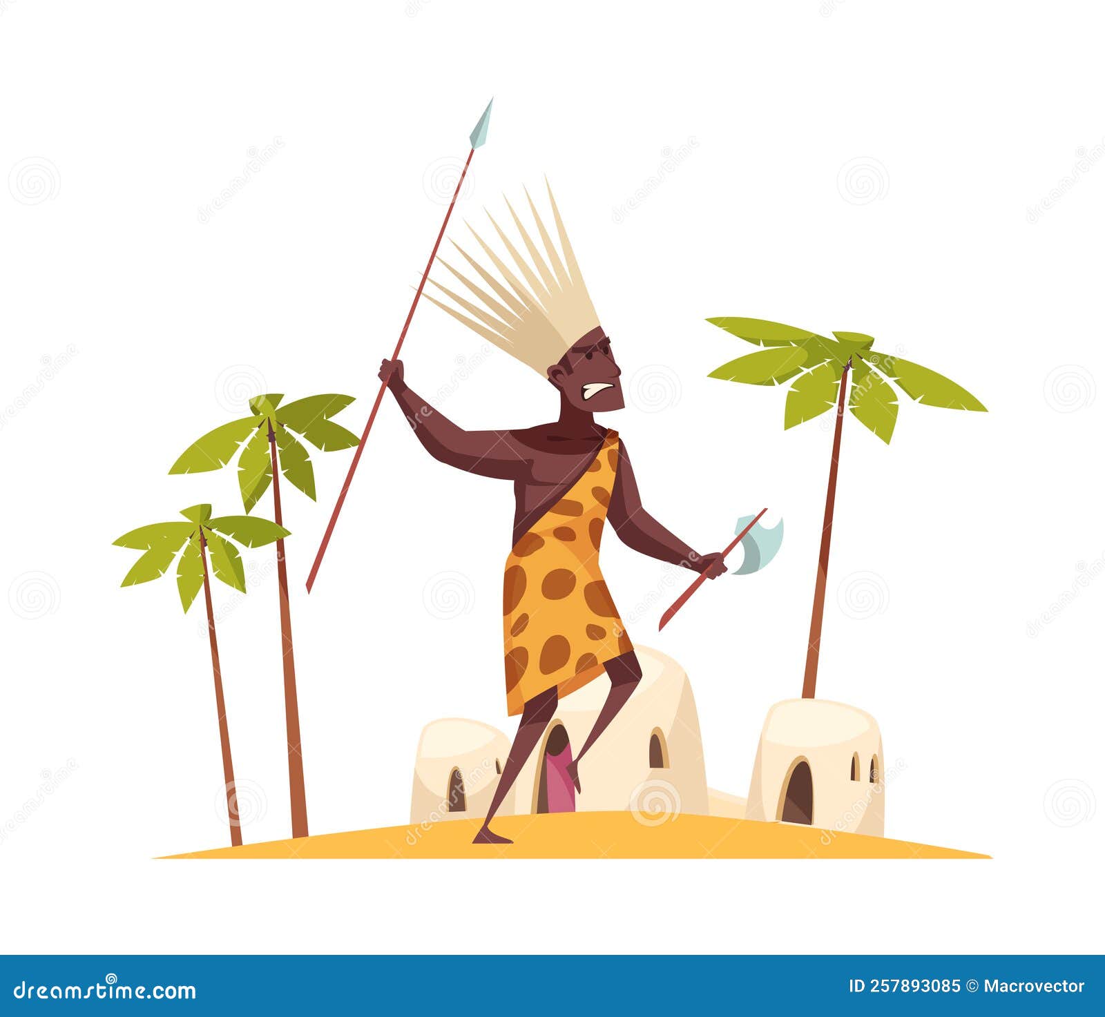 African Warrior Cartoon Vector | CartoonDealer.com #43147071