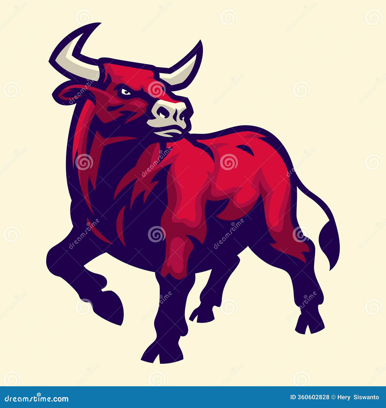 Angry Aggressive Bull Ready To Attack Stock Illustration - Illustration ...