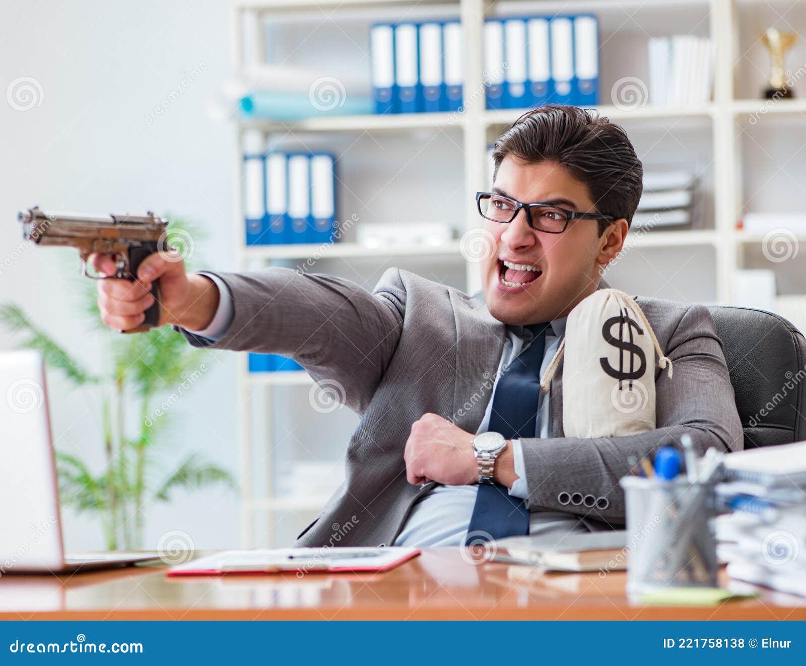 Angry Aggressive Businessman in the Office Stock Photo - Image of ...
