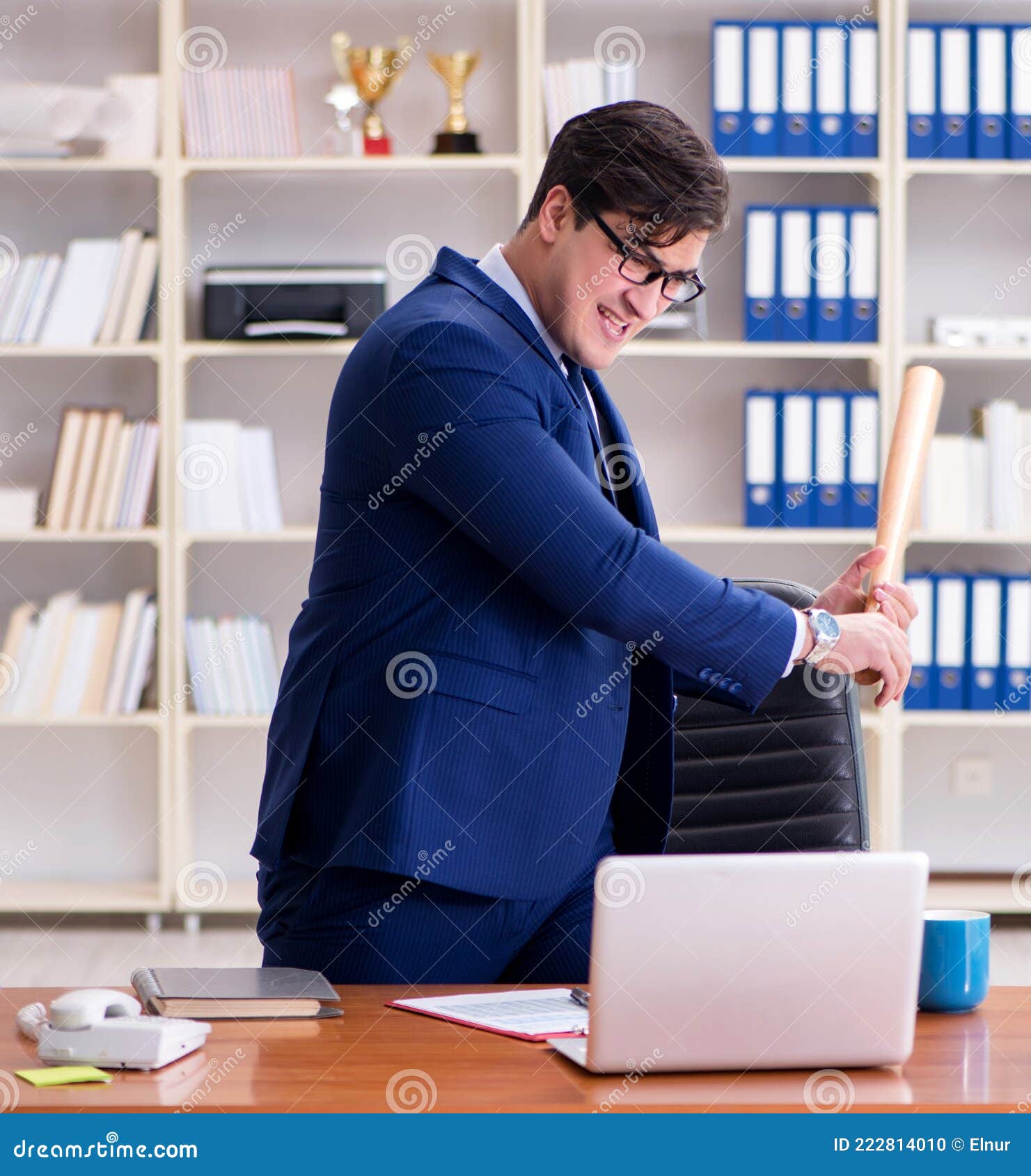 Angry Aggressive Businessman in the Office Stock Photo - Image of ...