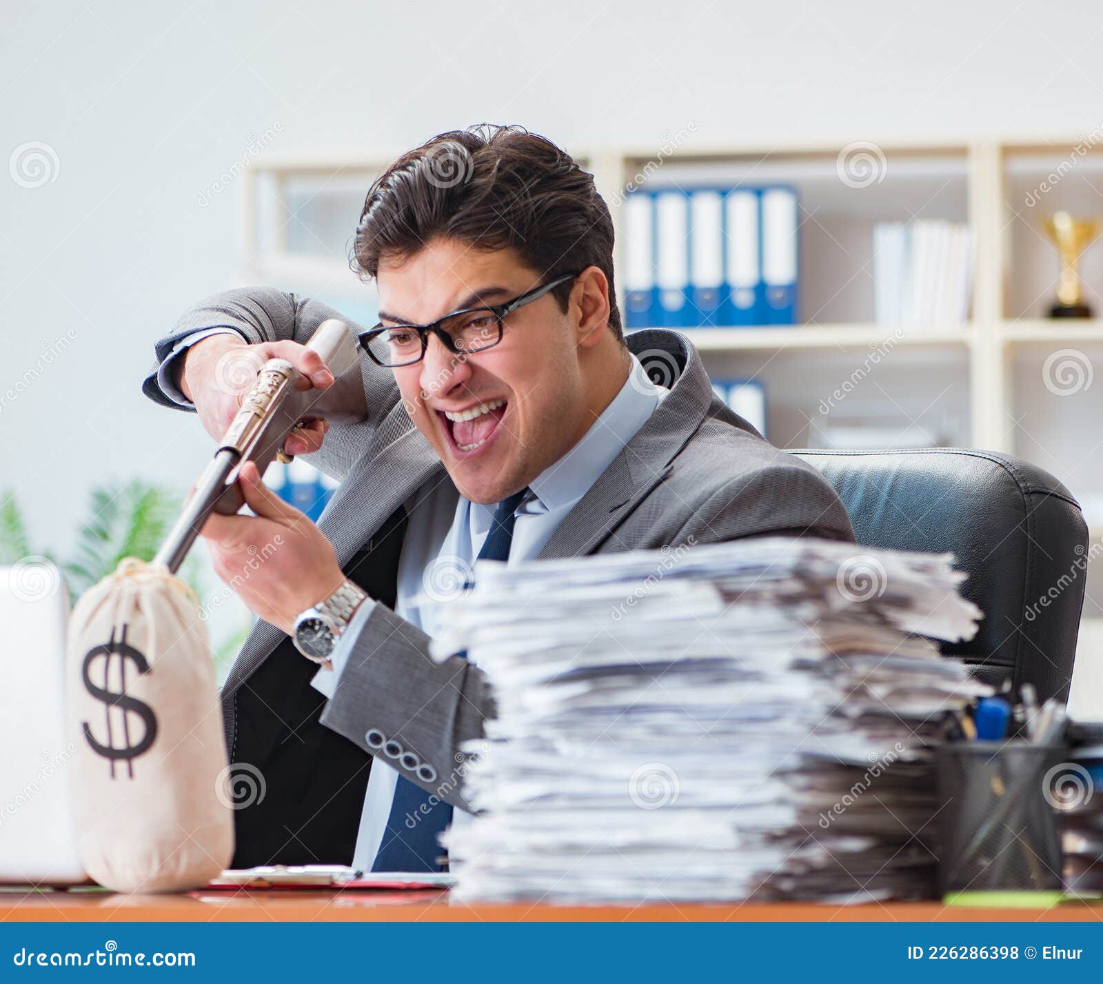 Angry Aggressive Businessman in the Office Stock Photo - Image of ...