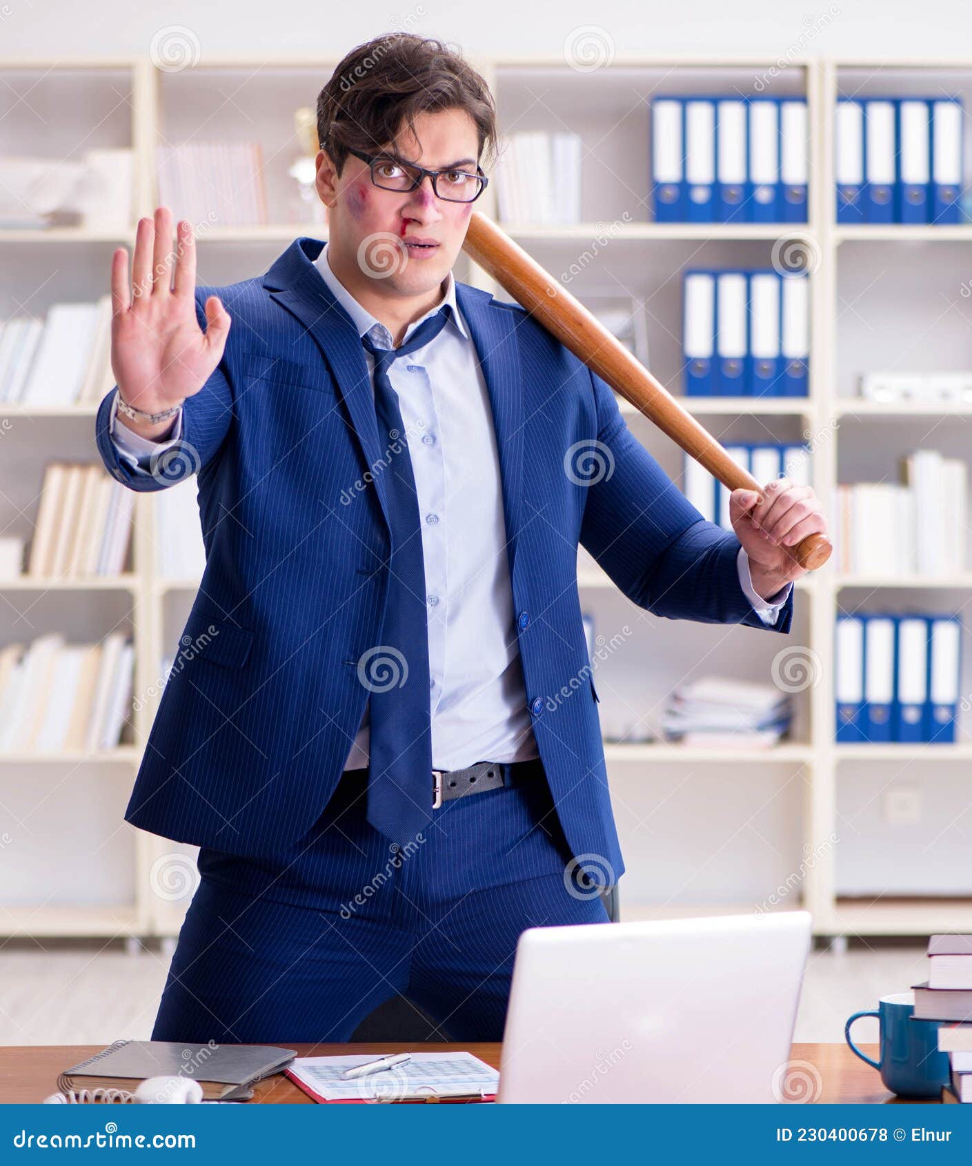 Angry Aggressive Businessman in the Office Stock Photo - Image of ...