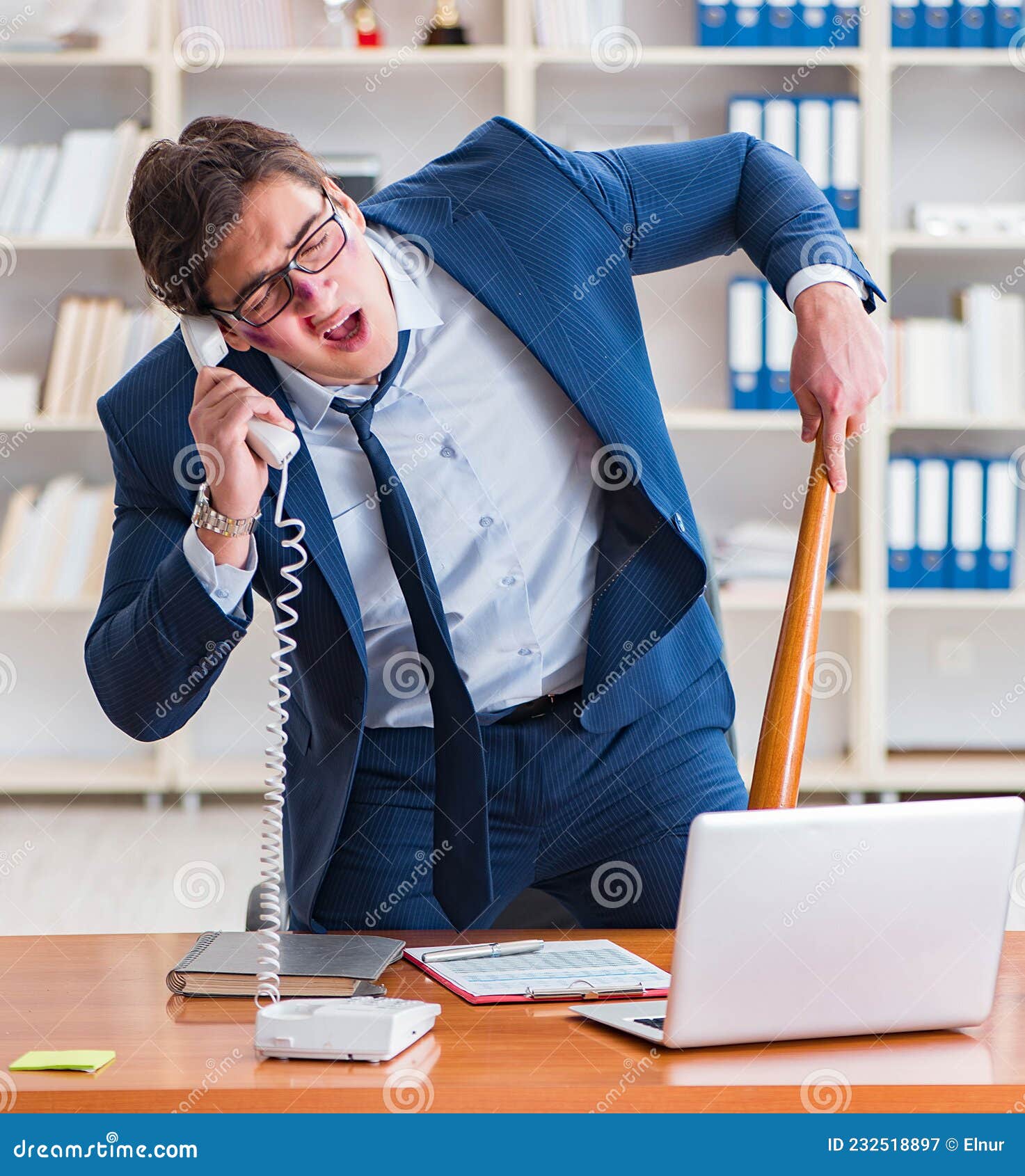 Angry Aggressive Businessman in the Office Stock Image - Image of ...