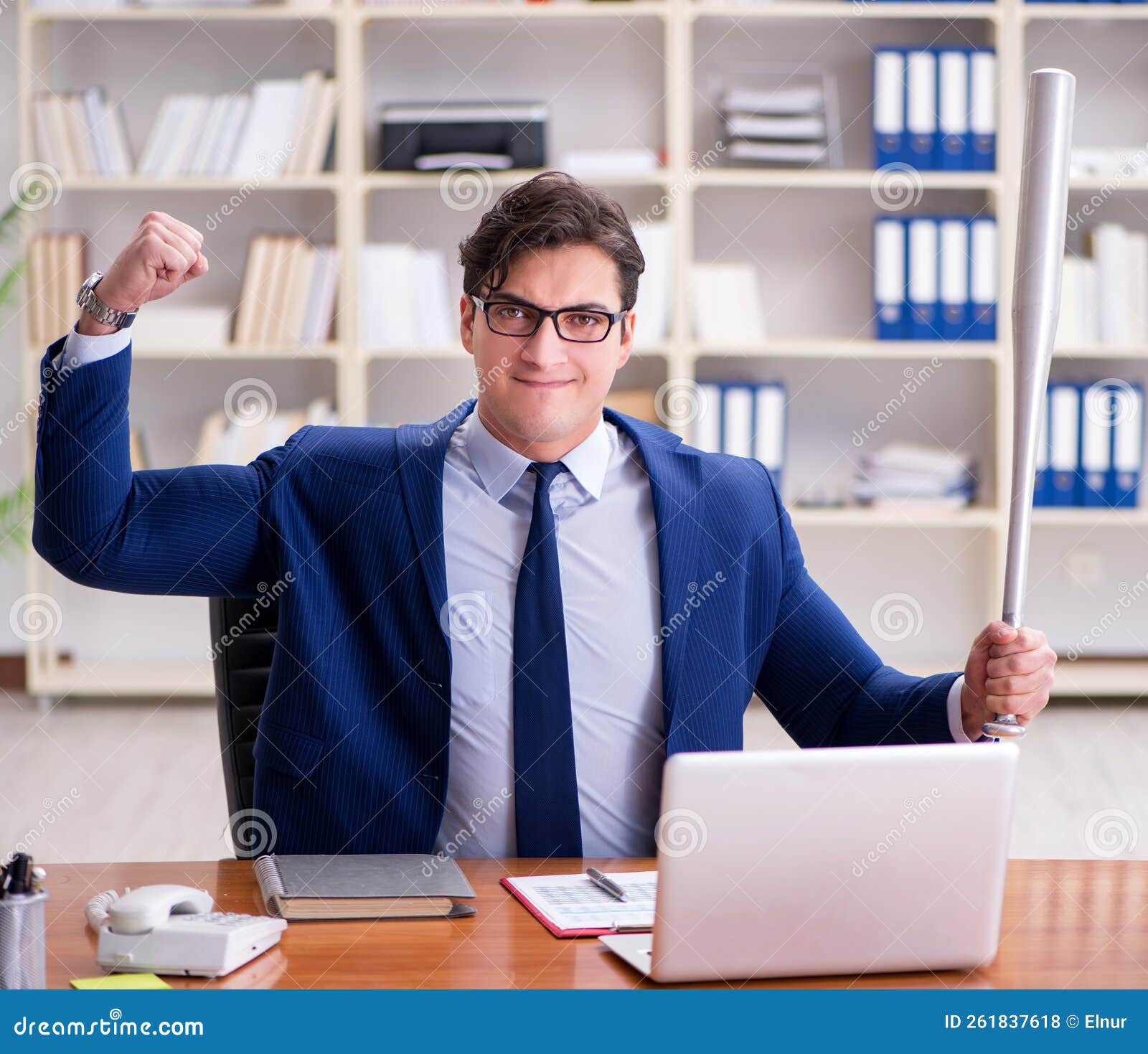 Angry Aggressive Businessman in the Office Stock Photo - Image of ...